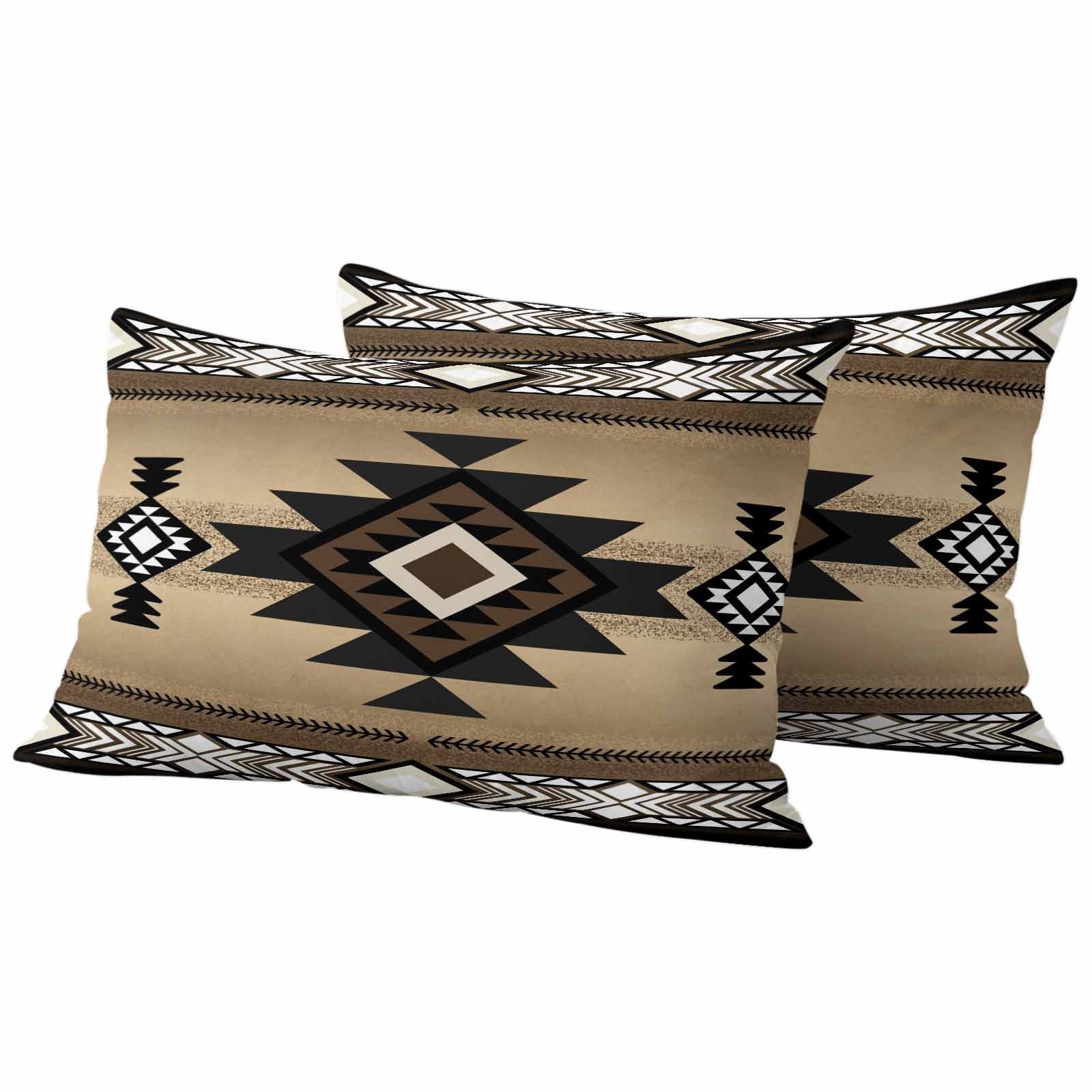 2 Pack Outdoor Waterproof Throw Pillows, Abstract Boho Brown Geometric ...
