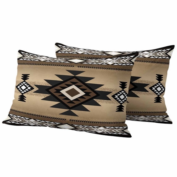 2 Pack Outdoor Waterproof Throw Pillows, Abstract Boho Brown Geometric ...