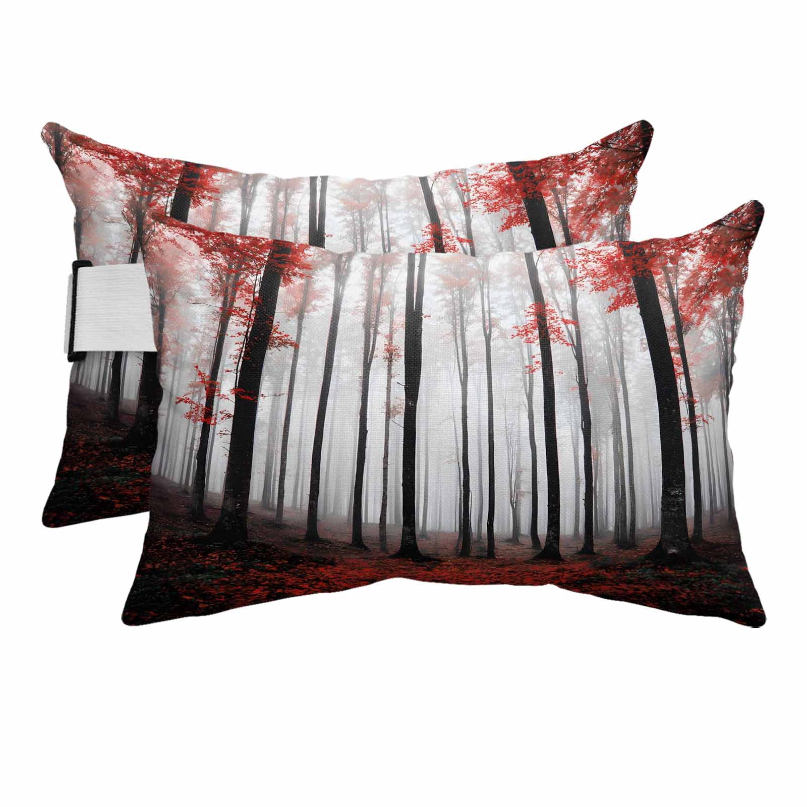 2 Pack Outdoor Waterproof Throw Pillows for Head,Thanksgiving Red Maple ...