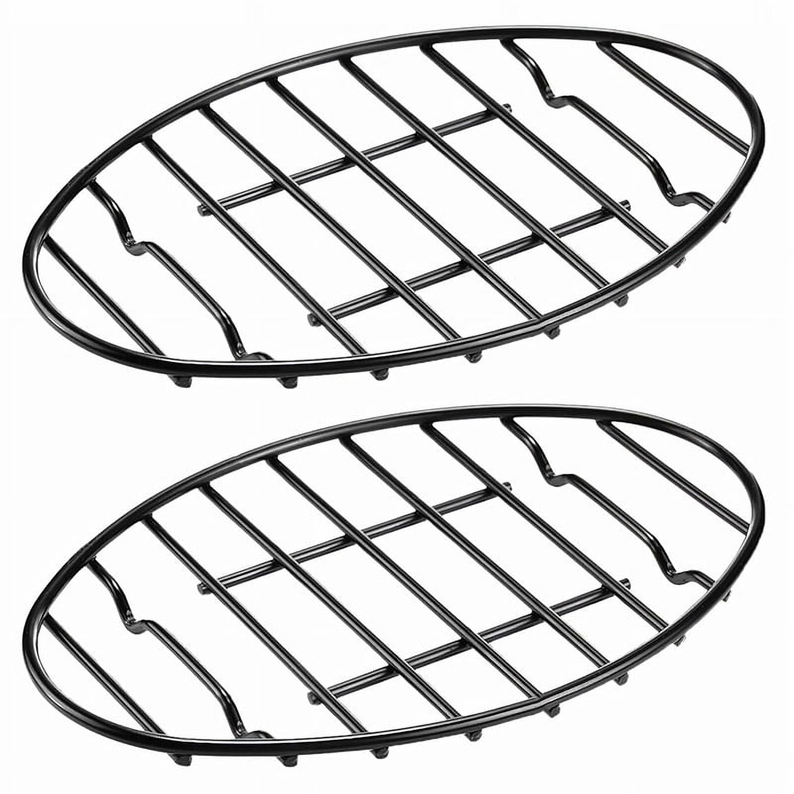 2 Pack Oval Roasting Rack - 12 Inch Black Cooling Rack with Integrated ...