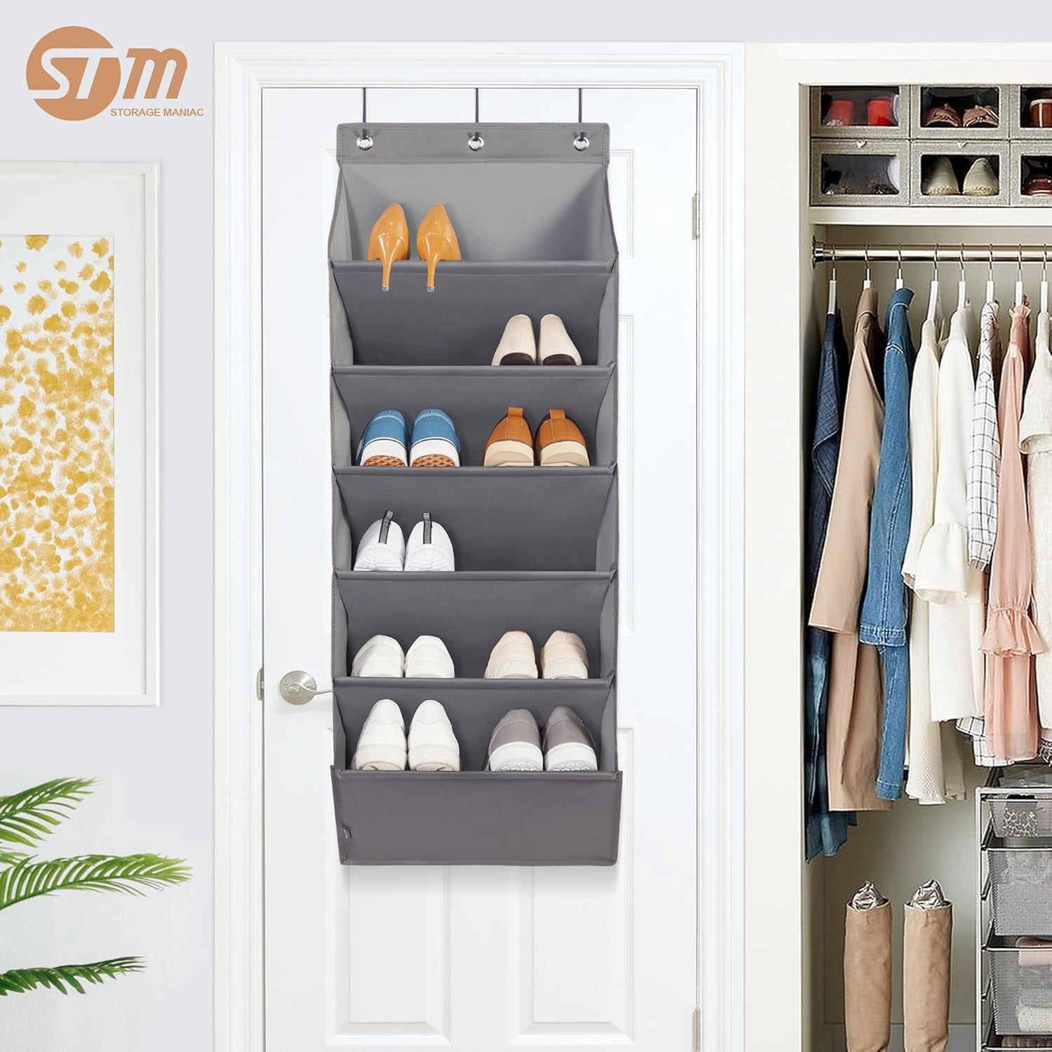 2 Pack Over Door Shoe Organizers 6-Tier Large Pockets Hanging Storage ...