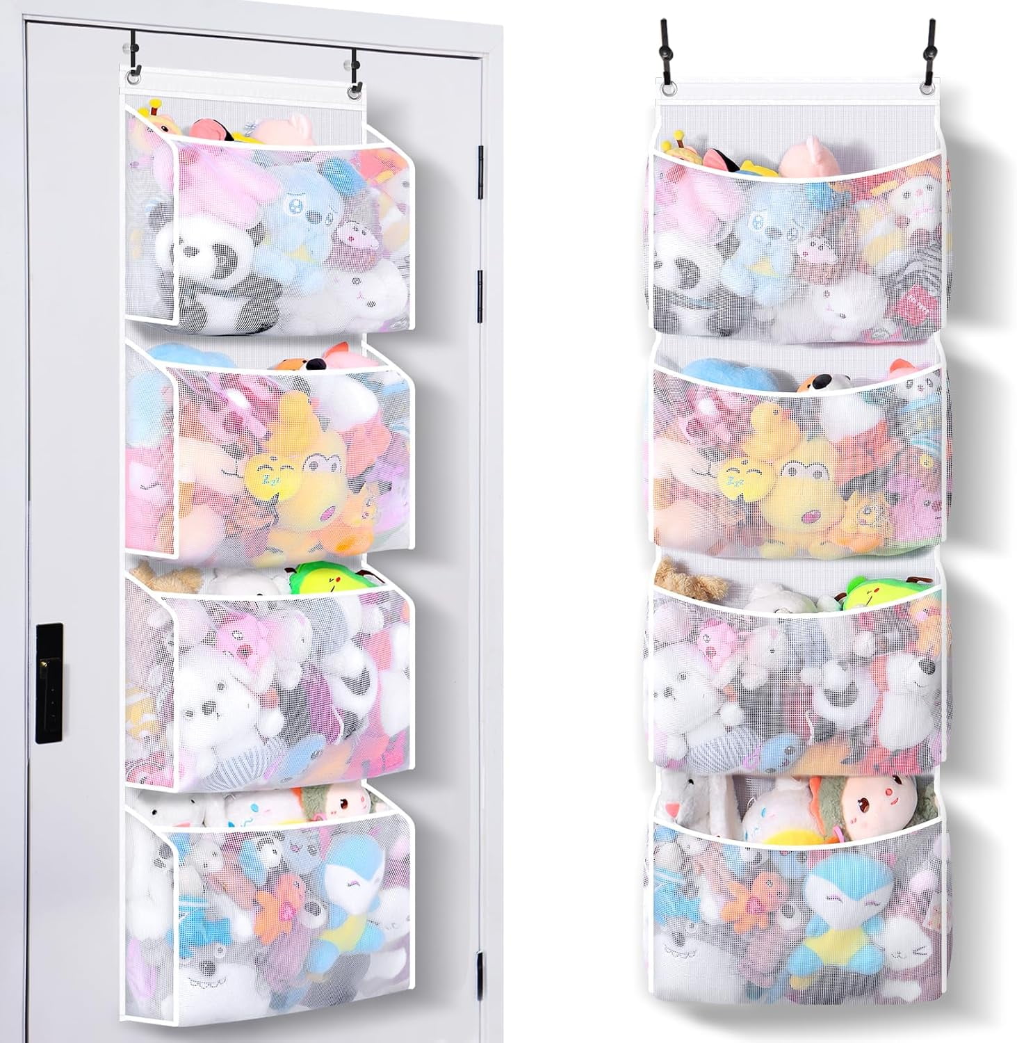 2-Pack Over Door Stuffed Animal Organiser - Holds 80+ 9" Toys, 8 Jumbo ...