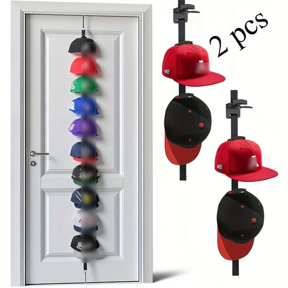 2-Pack Over-the-Door Hat Rack, 2-Way Hanging Adjustable Hooks, Heavy ...