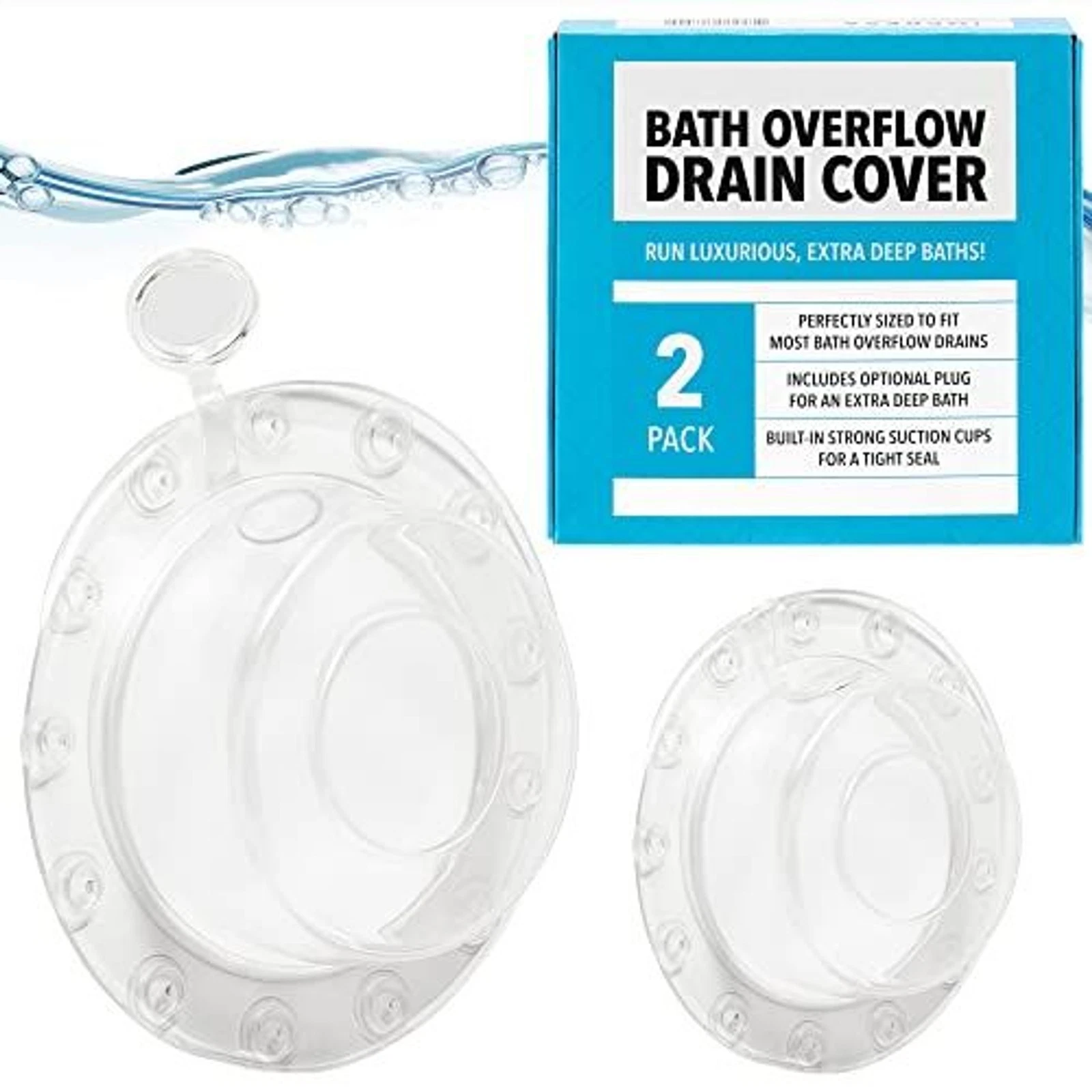 [2 Pack] Overflow Bath Drain Cover with Top Plug - Bathtub Overflow ...