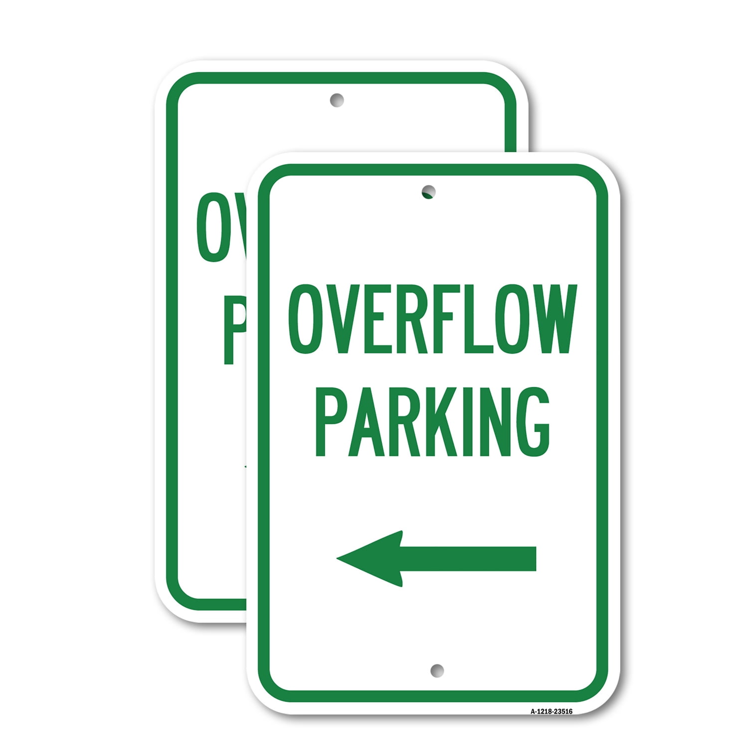 (2 Pack) Overflow Parking with Left Arrow | 18" X 24" Heavy-Gauge ...