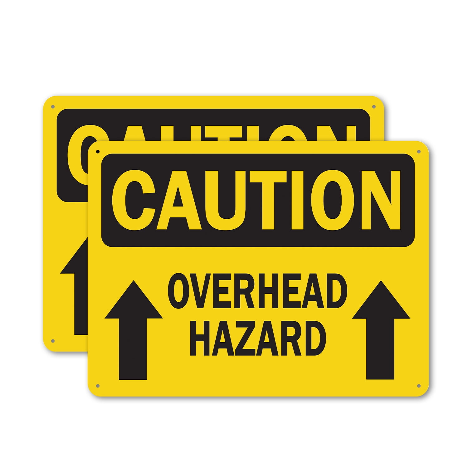(2 Pack) Overhead Hazard With Arrow OSHA Caution Sign 14 Inch X 10 Inch ...