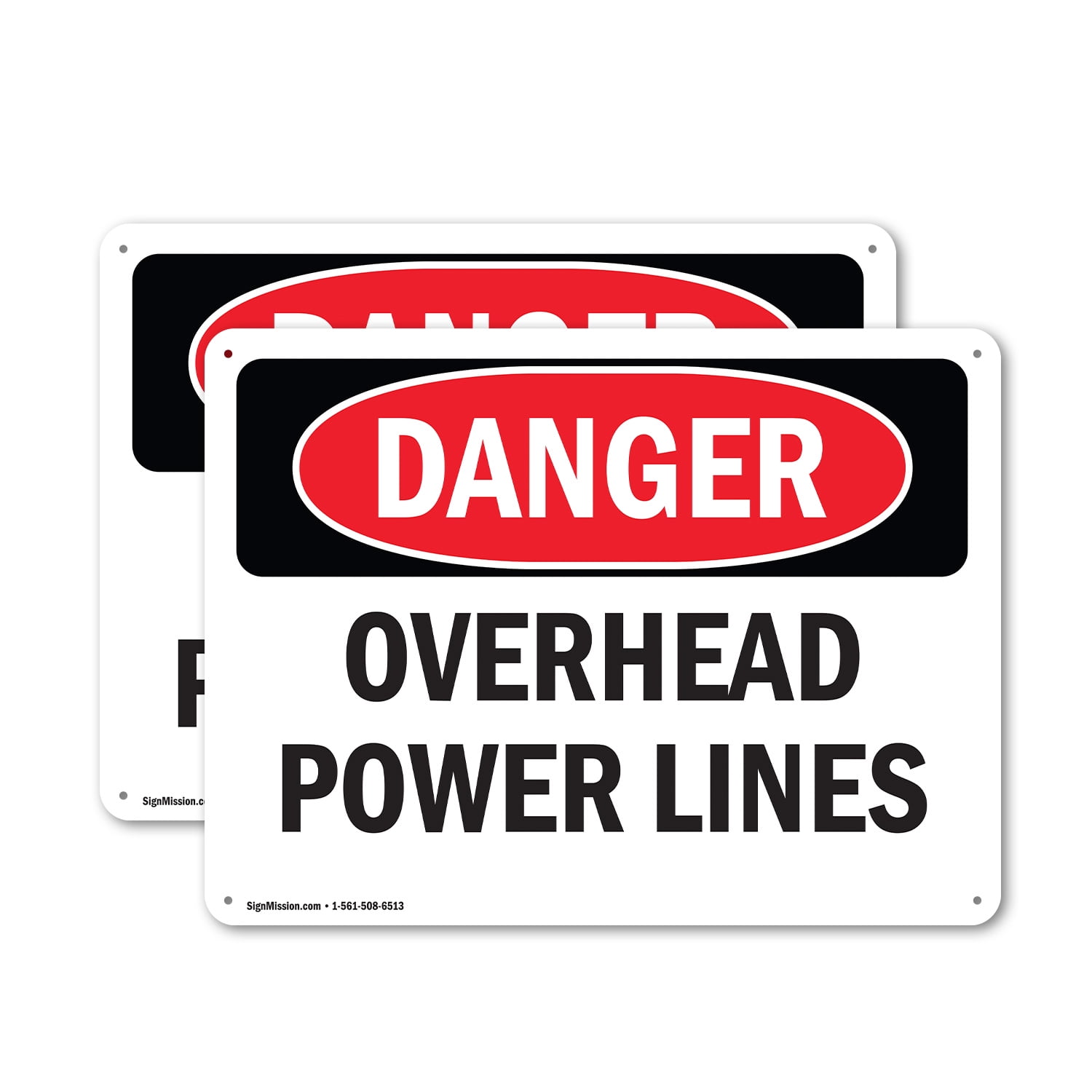 (2 Pack) Overhead Power Lines OSHA Danger Sign 14 Inch X 10 Inch Indoor ...