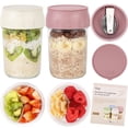 2 Pack Overnight Oats Containers with Lids, Folding Spoons and Divided ...
