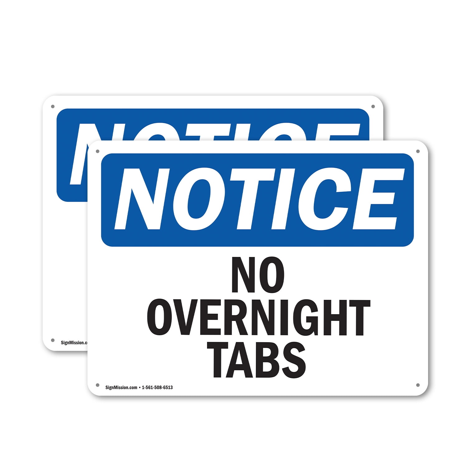 (2 Pack) No Overnight Tabs OSHA Notice Sign 18 Inch X 12 Inch Indoor ...