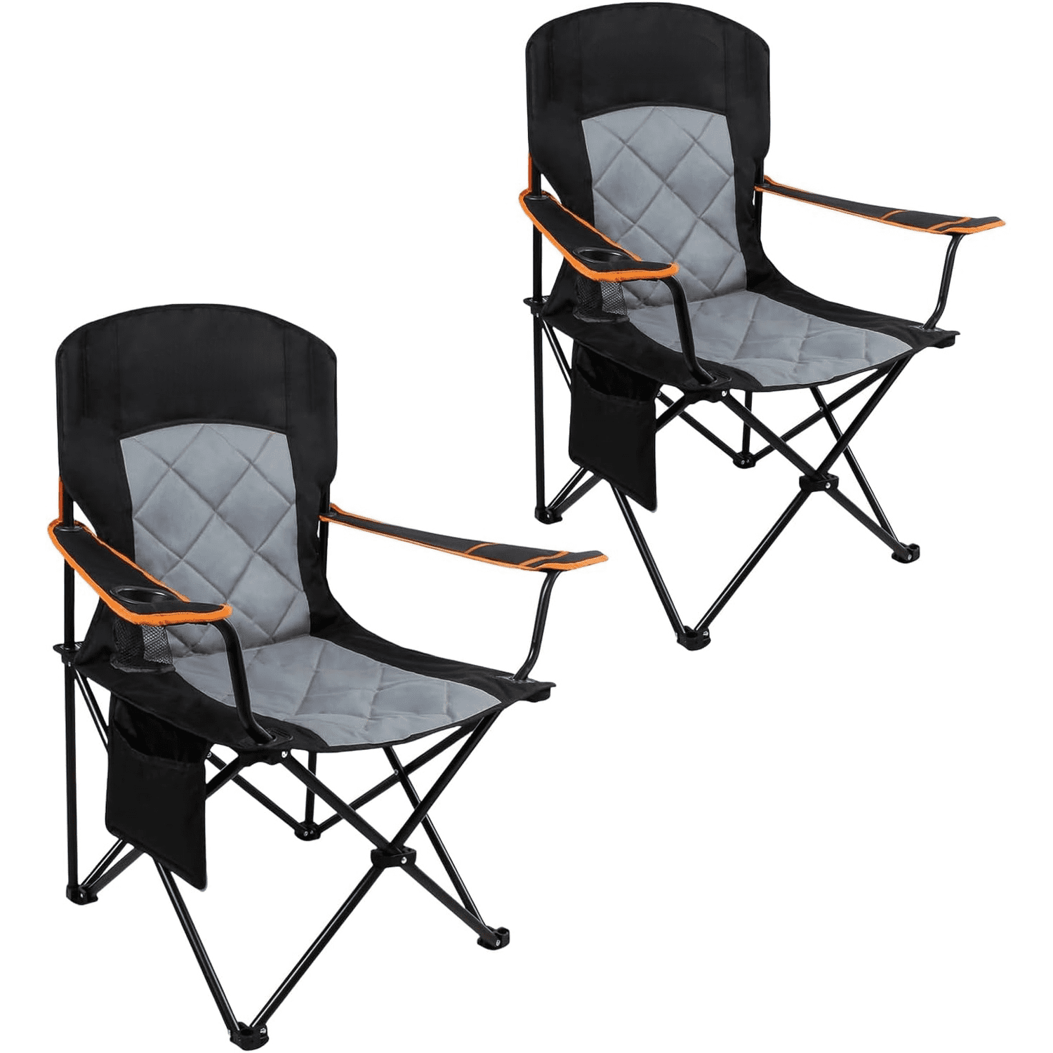 2 Pack Oversized Fully Padded Camping Chair Heavy Duty Quad Fold Arm ...