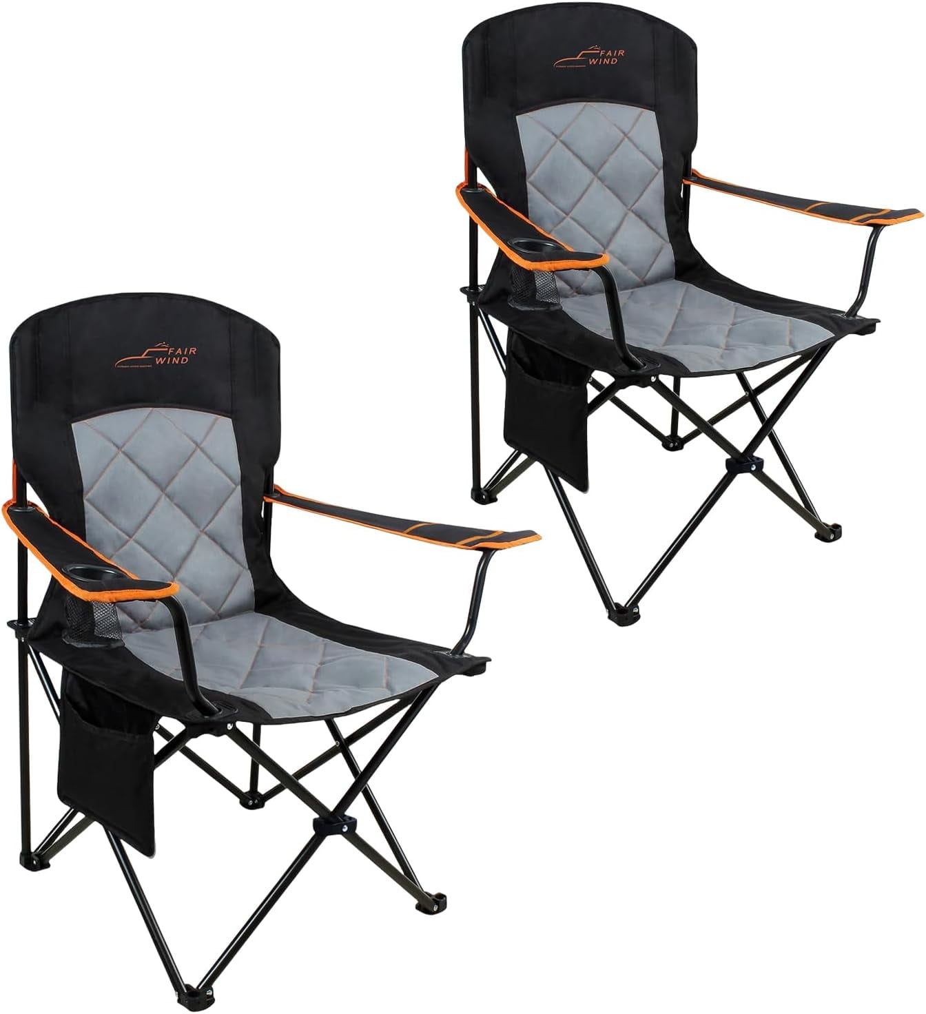 2 Pack Oversized Fully Padded Camping Chair Heavy Duty Quad Fold Arm ...