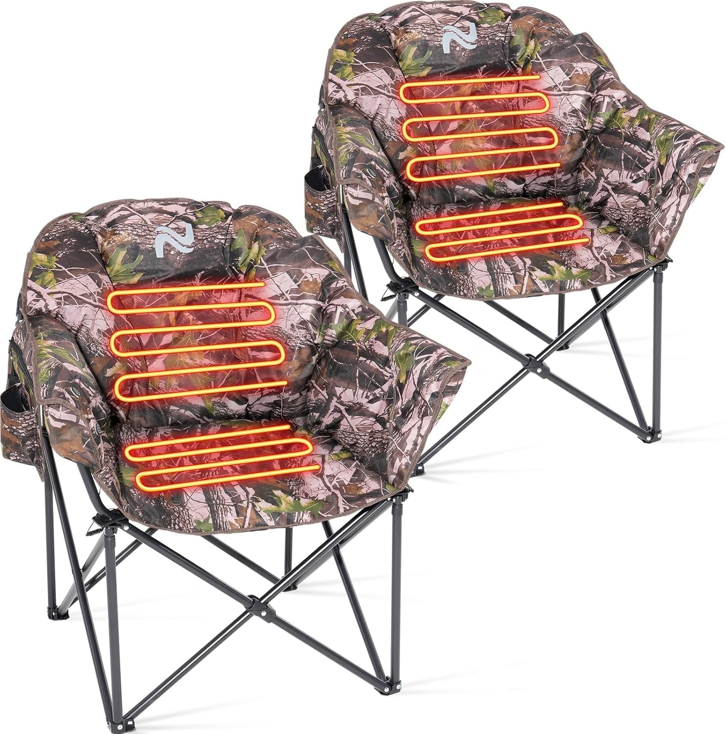 2 Pack Oversized Heated Camping Chair, 3 Heating Levels Soft Padded ...