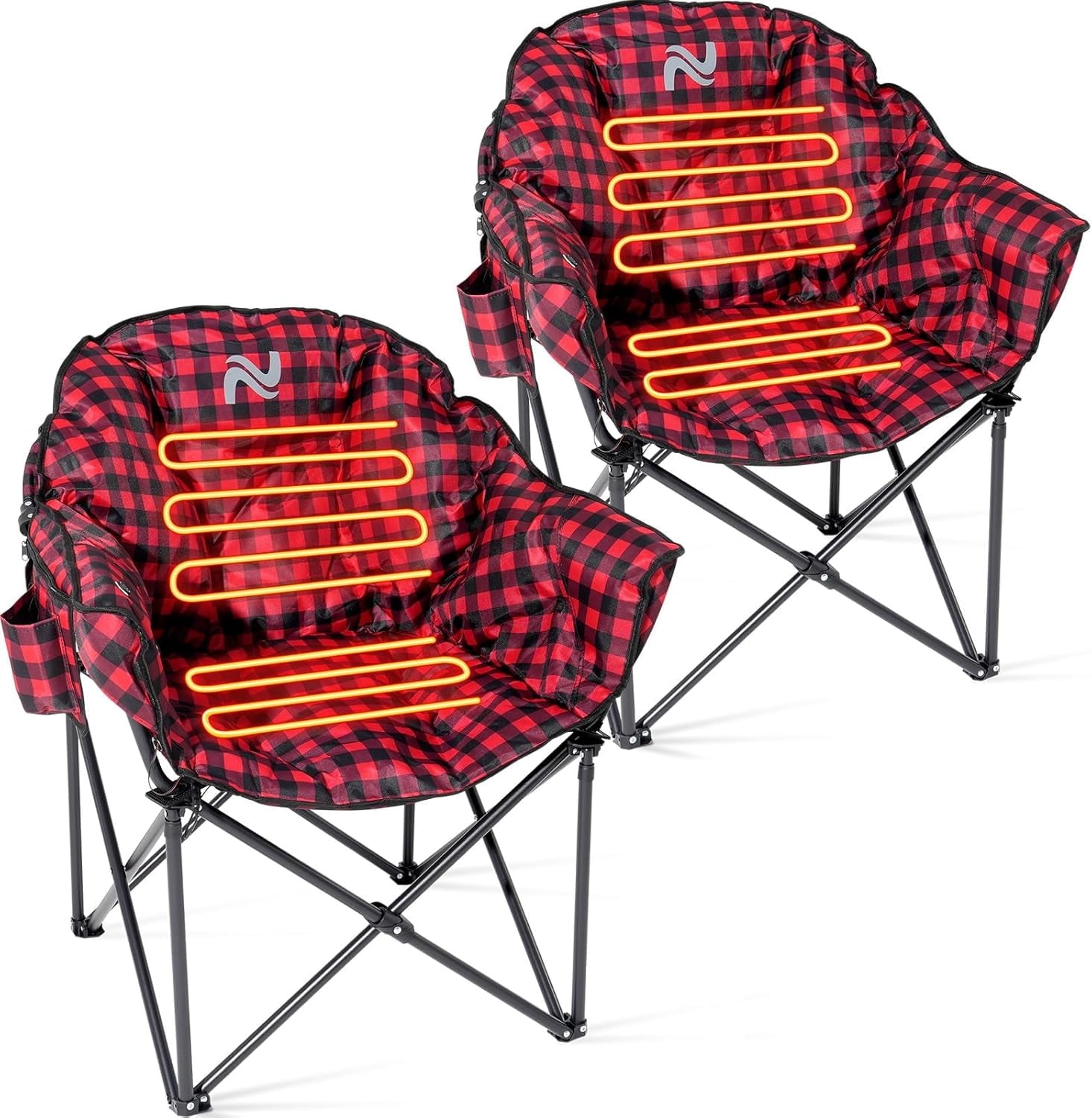 2 Pack Oversized Heated Camping Chair, 3 Heating Levels Soft Padded ...