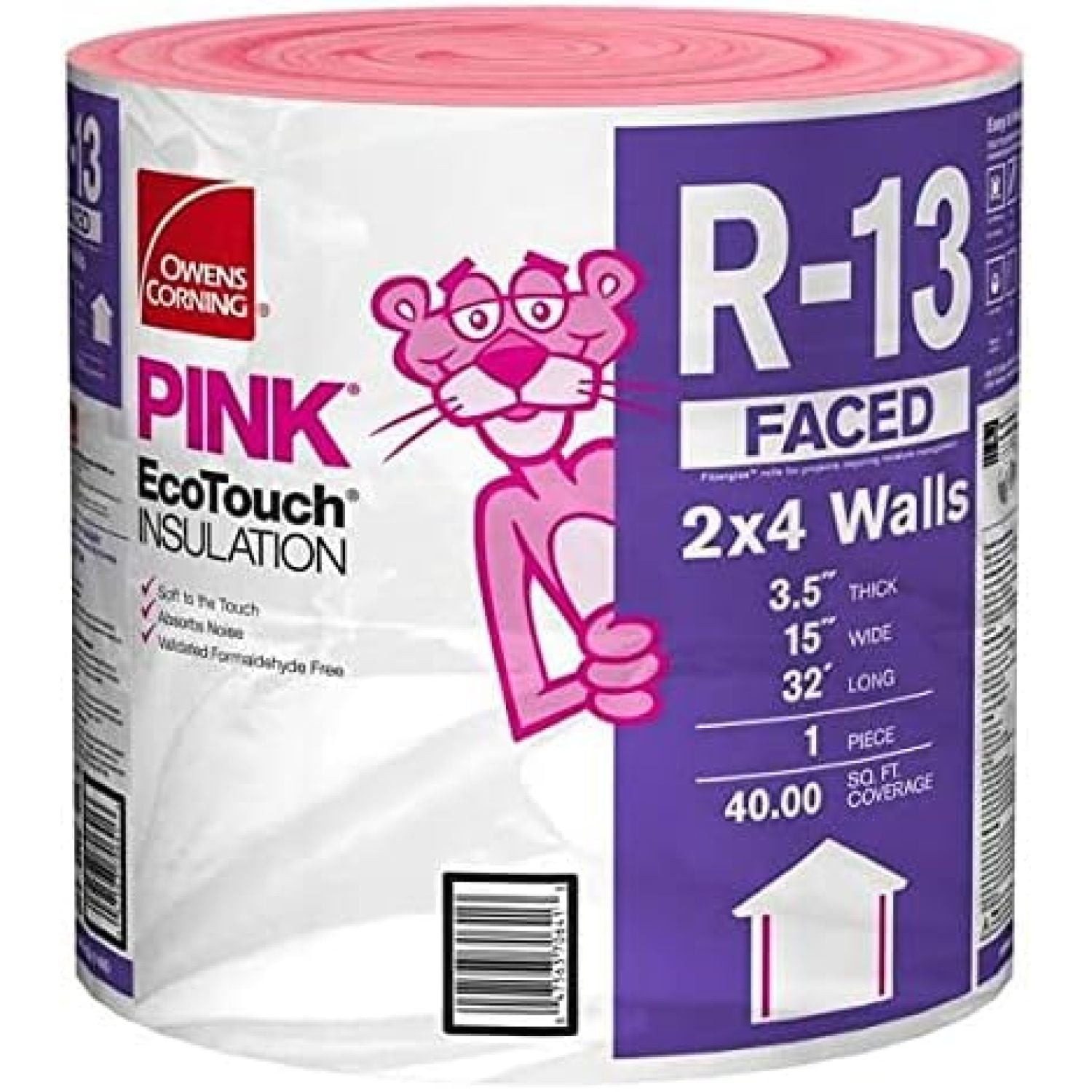2 Pack Owens Corning R-13 Pink Kraft Faced Fiberglass Insulation Roll ...
