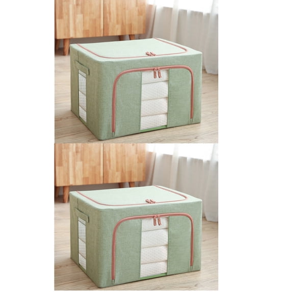 2-Pack Oxford Fabric Foldable Storage Boxes with Lids - Waterproof ...