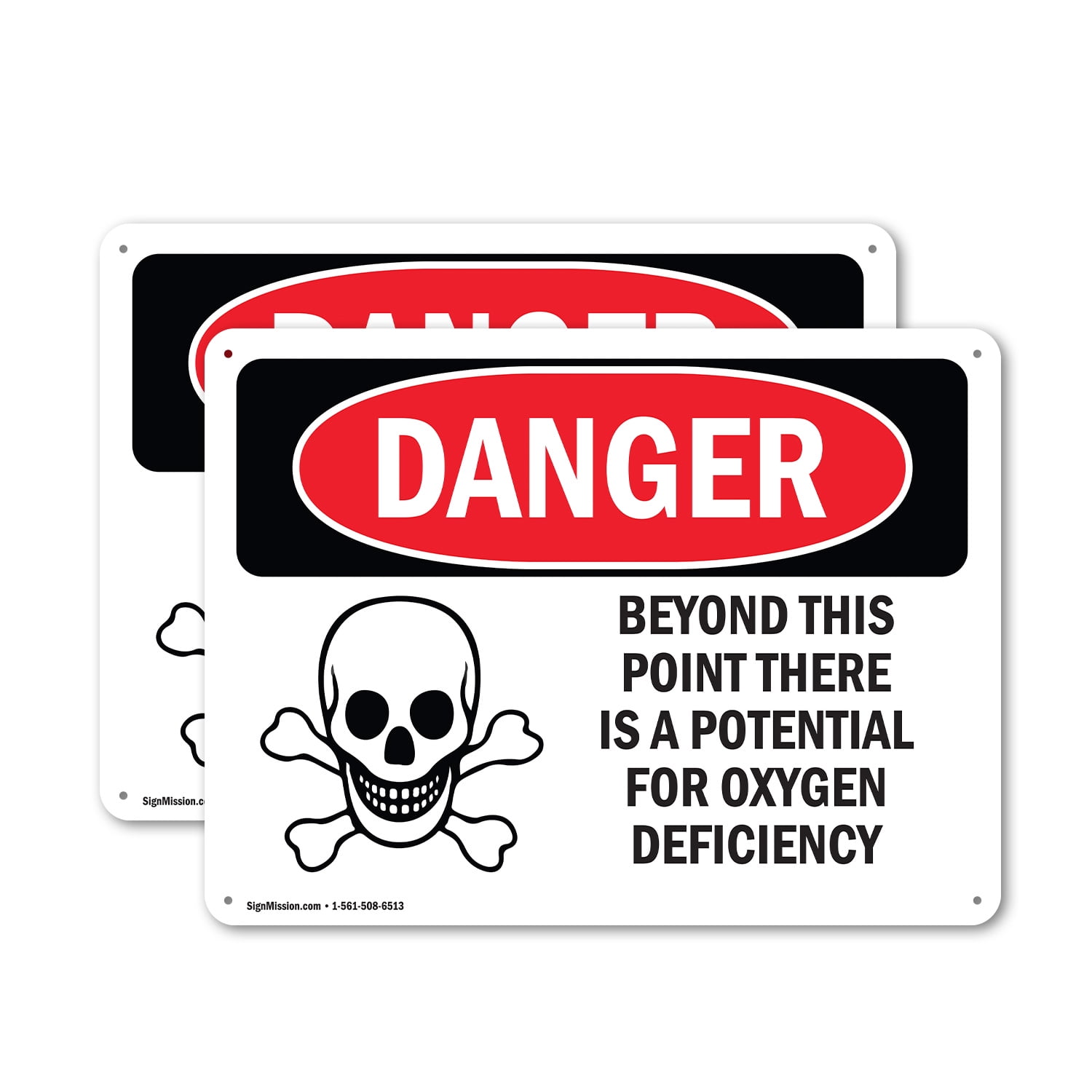 (2 Pack) Oxygen Deficiency Beyond This Point OSHA Danger Sign 18 Inch X ...