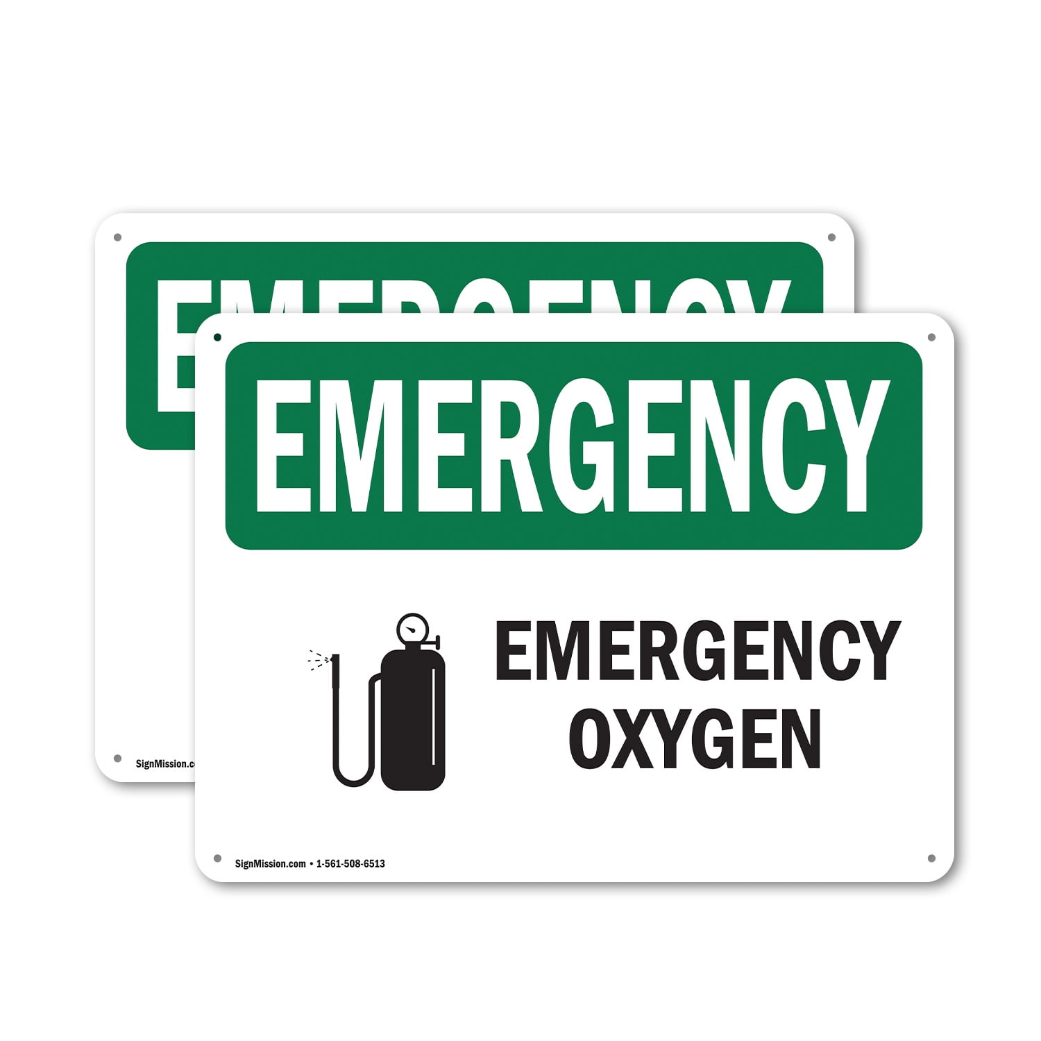 (2 Pack) Oxygen OSHA Emergency Sign 14 Inch X 10 Inch Indoor / Outdoor ...