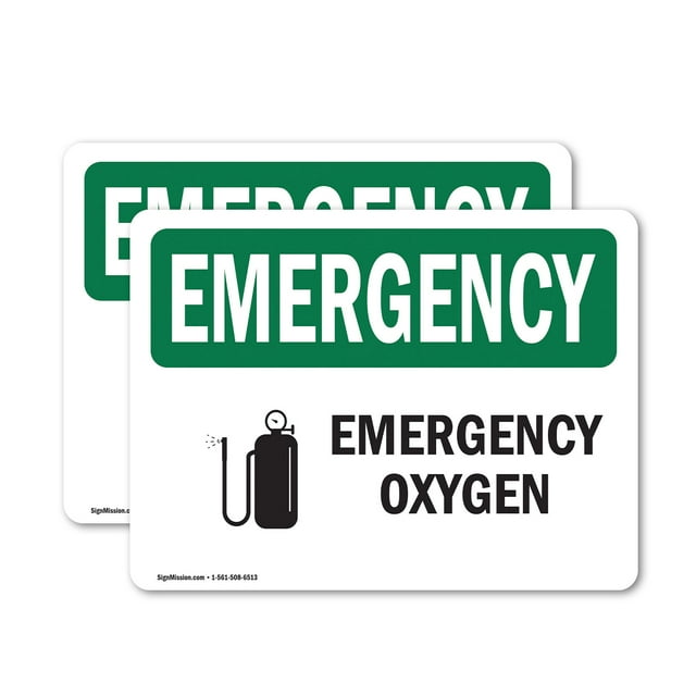 (2 Pack) Oxygen OSHA Emergency Sign 24 Inch X 18 Inch Vinyl Label Decal ...
