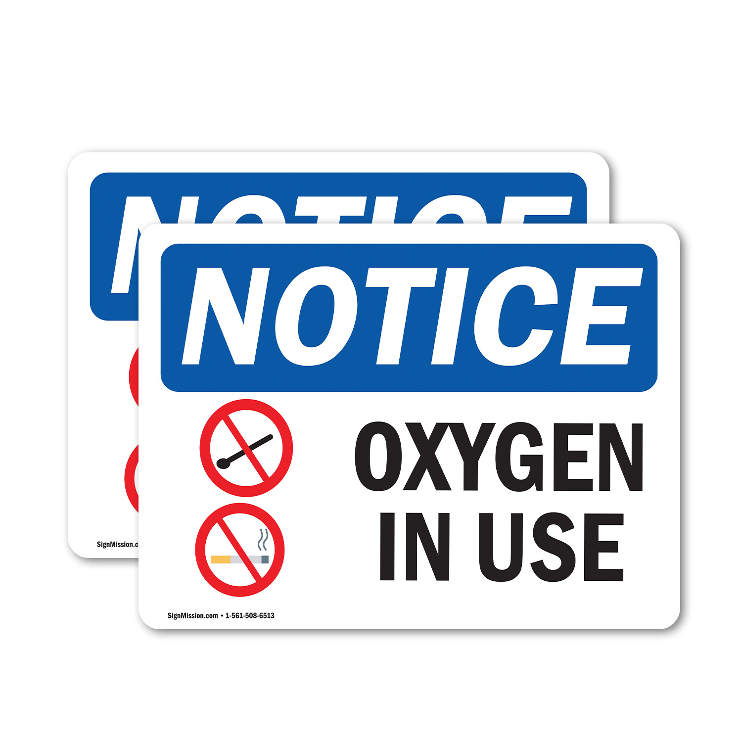 (2 Pack) Oxygen In Use OSHA Notice Sign 5 Inch X 3.5 Inch Vinyl Label ...