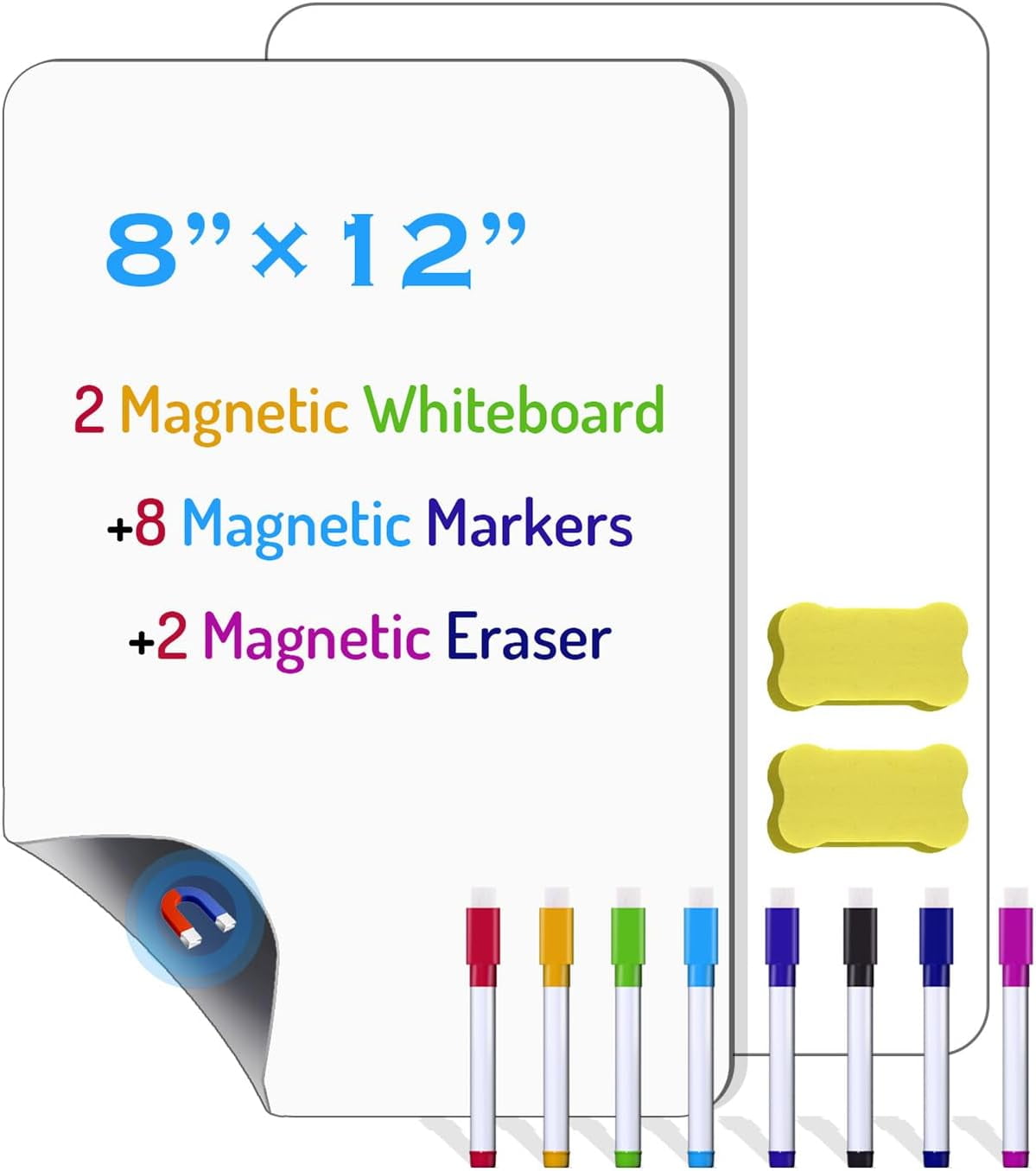 2 Pack PET Magnetic Whiteboard for Fridge, Small Magnetic Dry Erase ...