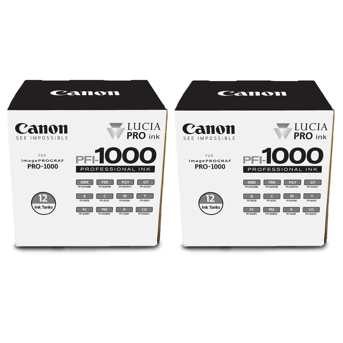 Canon 2 Pack PFI-1000 12 Ink LUCIA PRO Pack for imagePROGRAF PRO-1000 ...