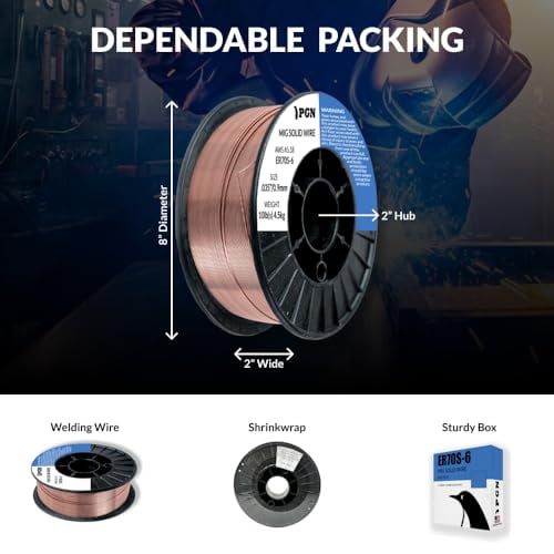 (2 Pack) PGN Solid MIG Welding Wire - ER70S-6 .030 Inch, 10 Pound Spool - Mild Steel MIG Wire ...