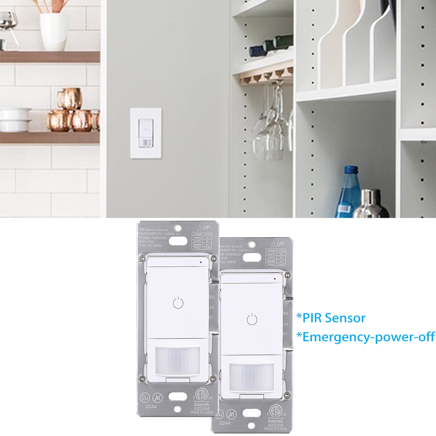 2 Pack PIR Motion Sensor Switch, One Way, Adjustable Time and ...