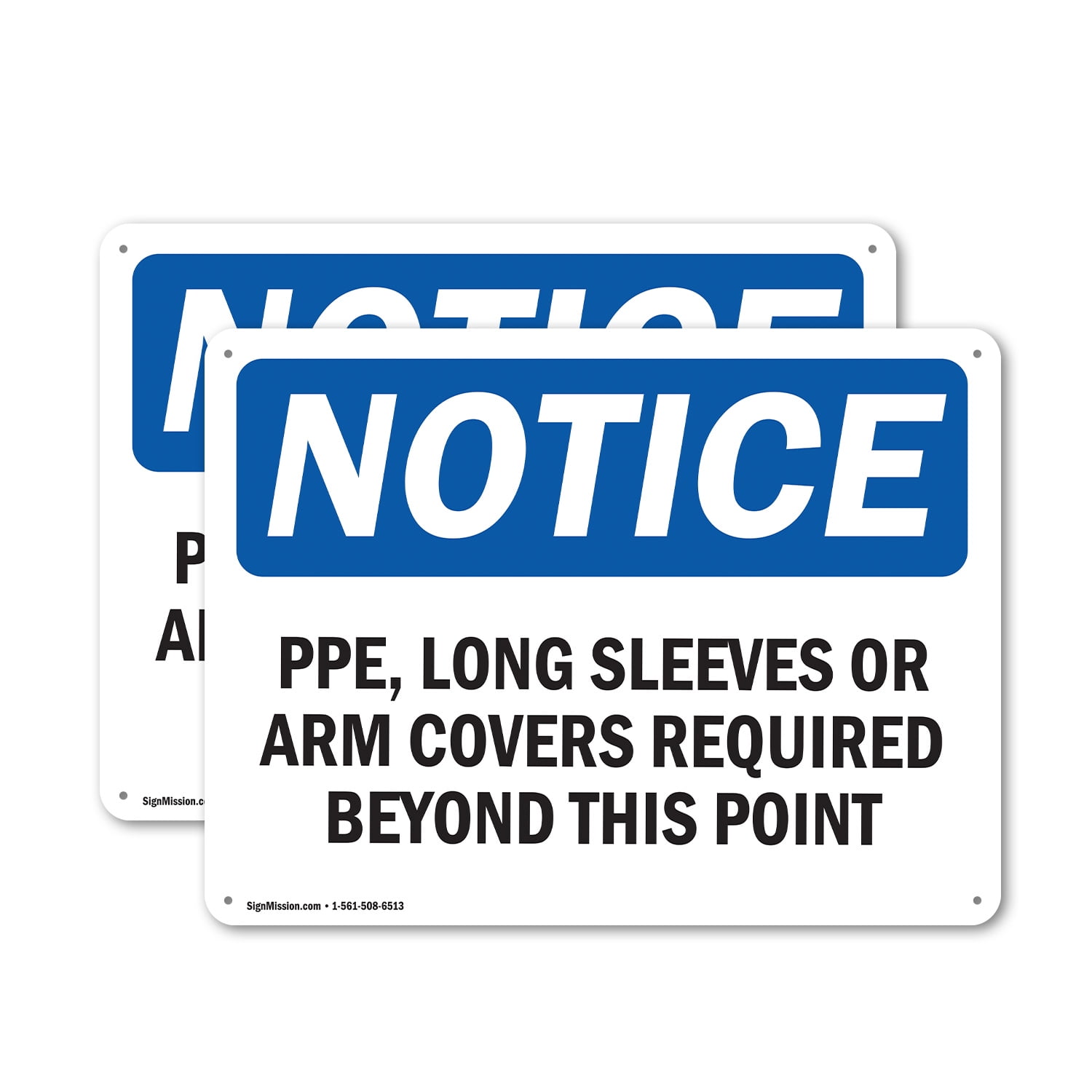 (2 Pack) PPE Long Sleeves Or Arm Covers Required OSHA Notice Sign 14 ...