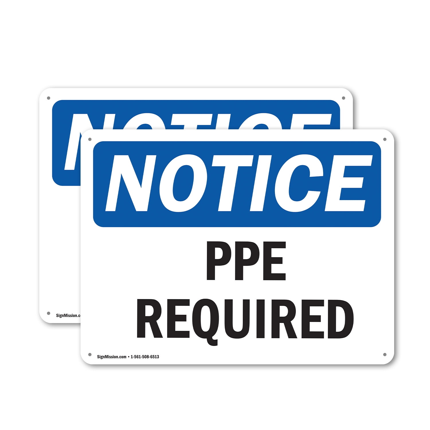 (2 Pack) PPE Required OSHA Notice Sign 18 Inch X 12 Inch Plastic Sign ...