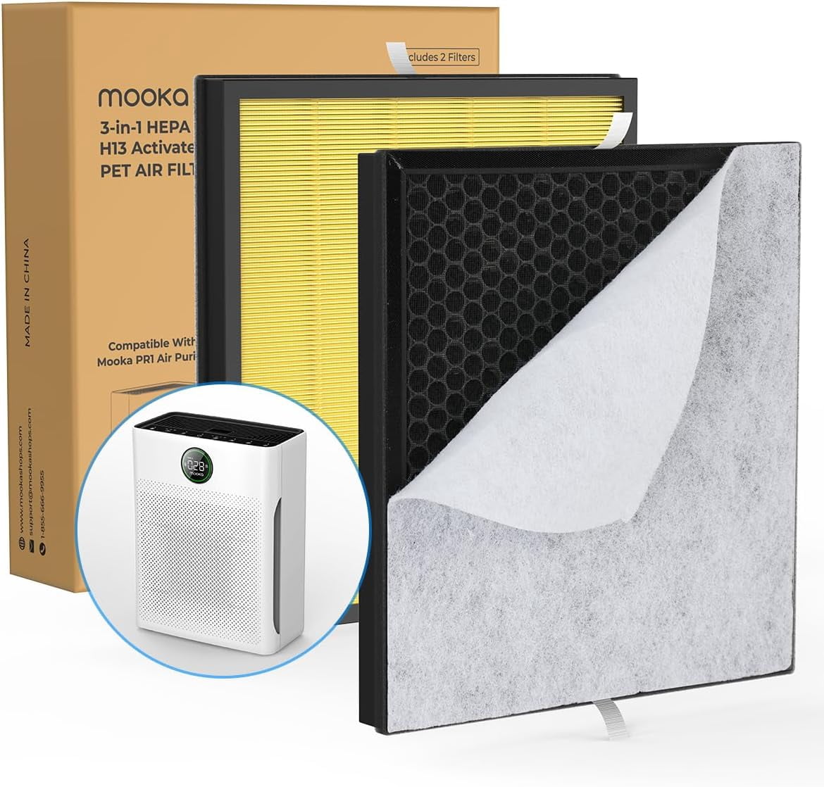 2 Pack PR1 Pet Mode Genuine Air Purifier Replacement Filter, H13 True ...