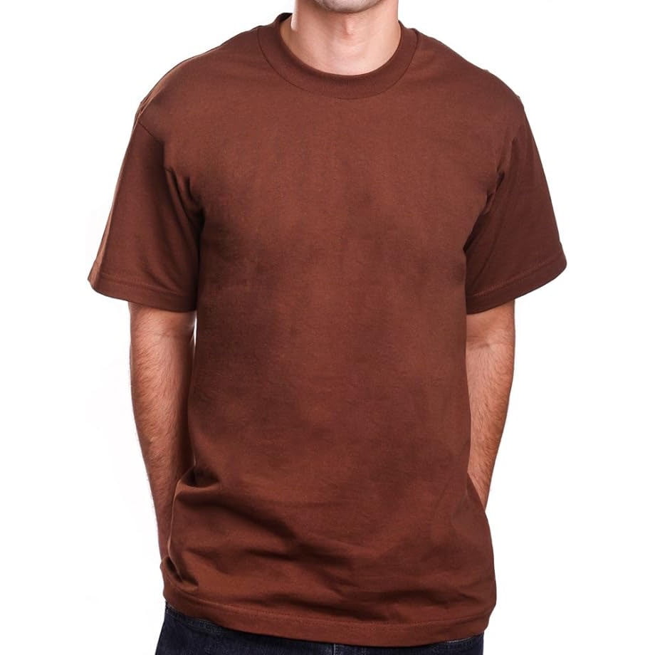 2 Pack PRO 5 Super Heavy Men's Short Sleeve Crew Neck T-Shirt - Brown ...