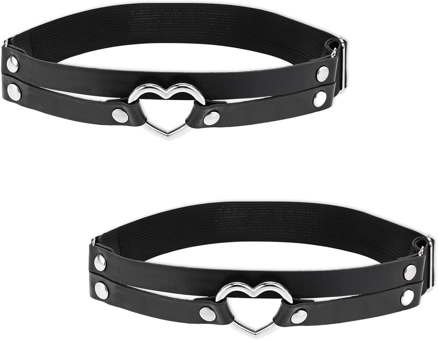 2 Pack PU Leather Heart Leg Garter Belts – Adjustable Gothic Thigh ...