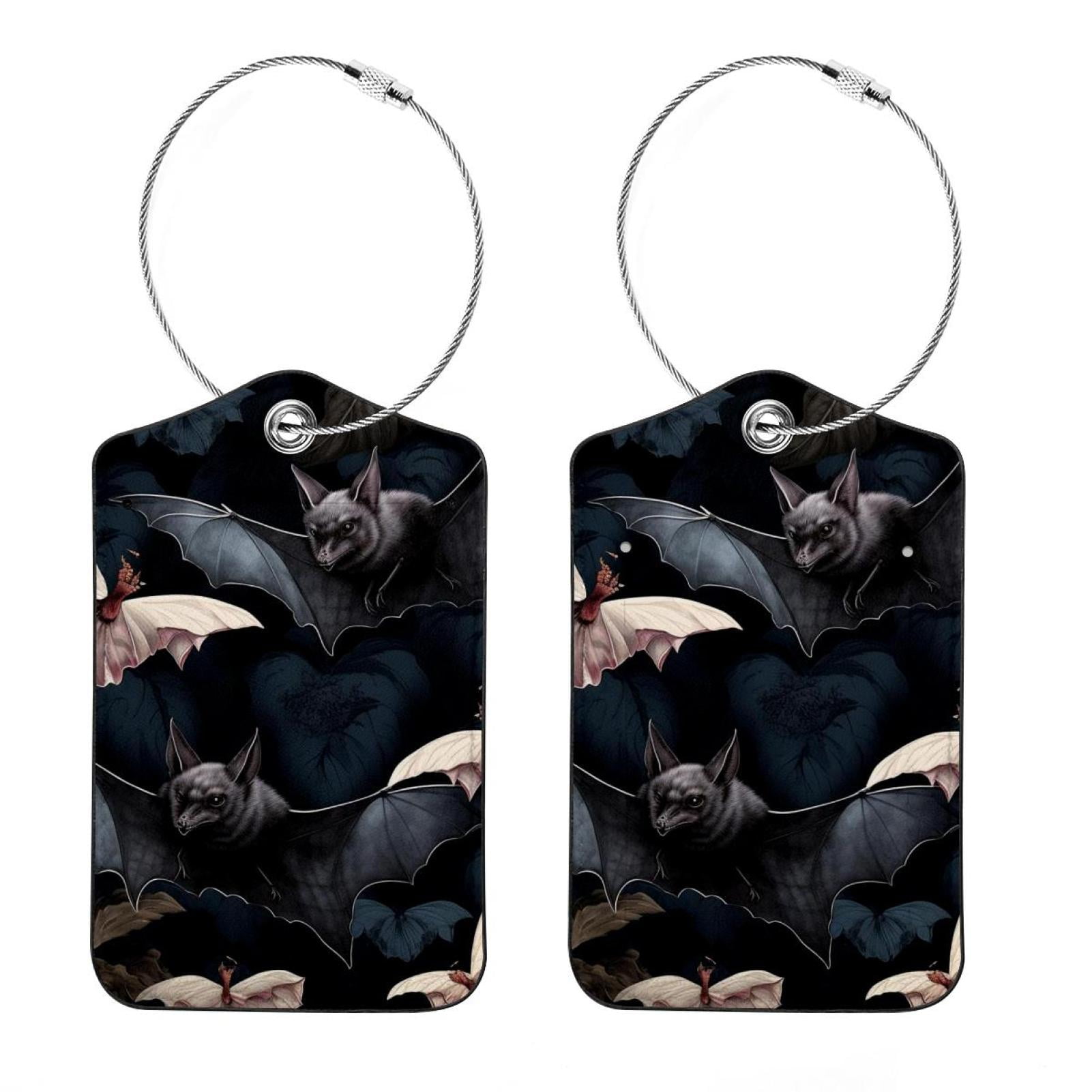 2 Pack of PU Leather Luggage Tags for Suitcase, Bat Travel Cruise ...