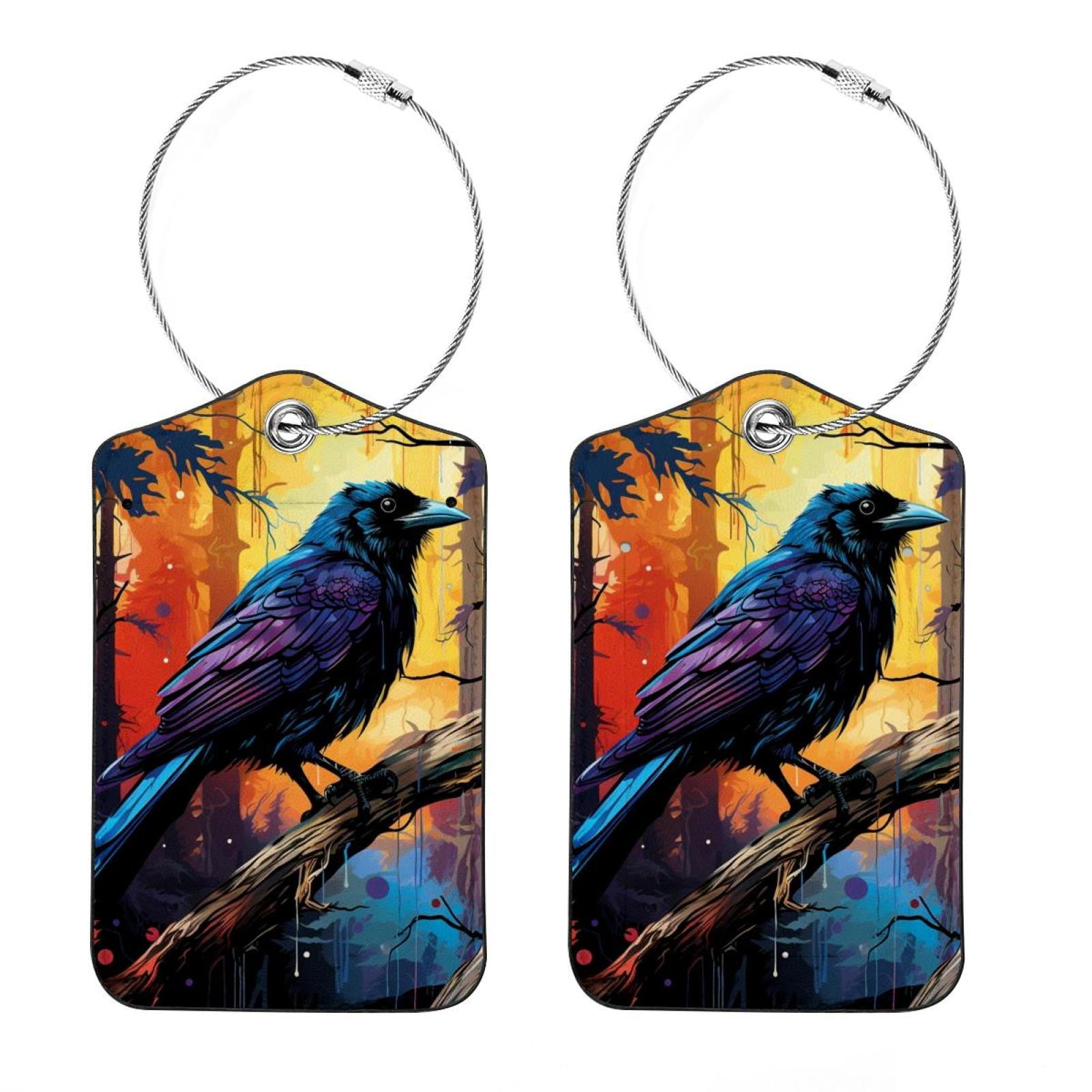 2 Pack of PU Leather Luggage Tags for Suitcase, Crow Travel Cruise ...