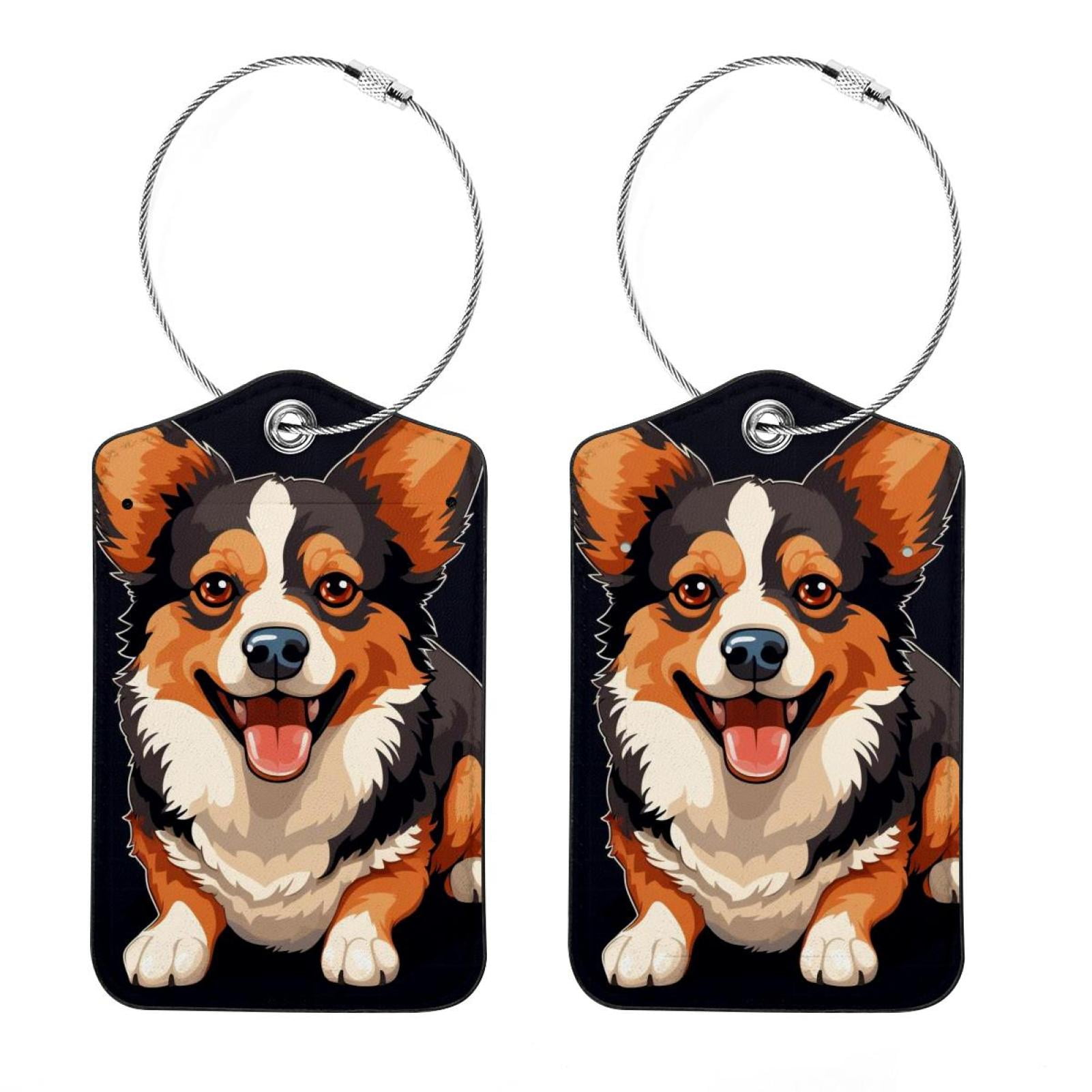 2 Pack of PU Leather Luggage Tags for Suitcase, Cute Dog Travel Cruise ...