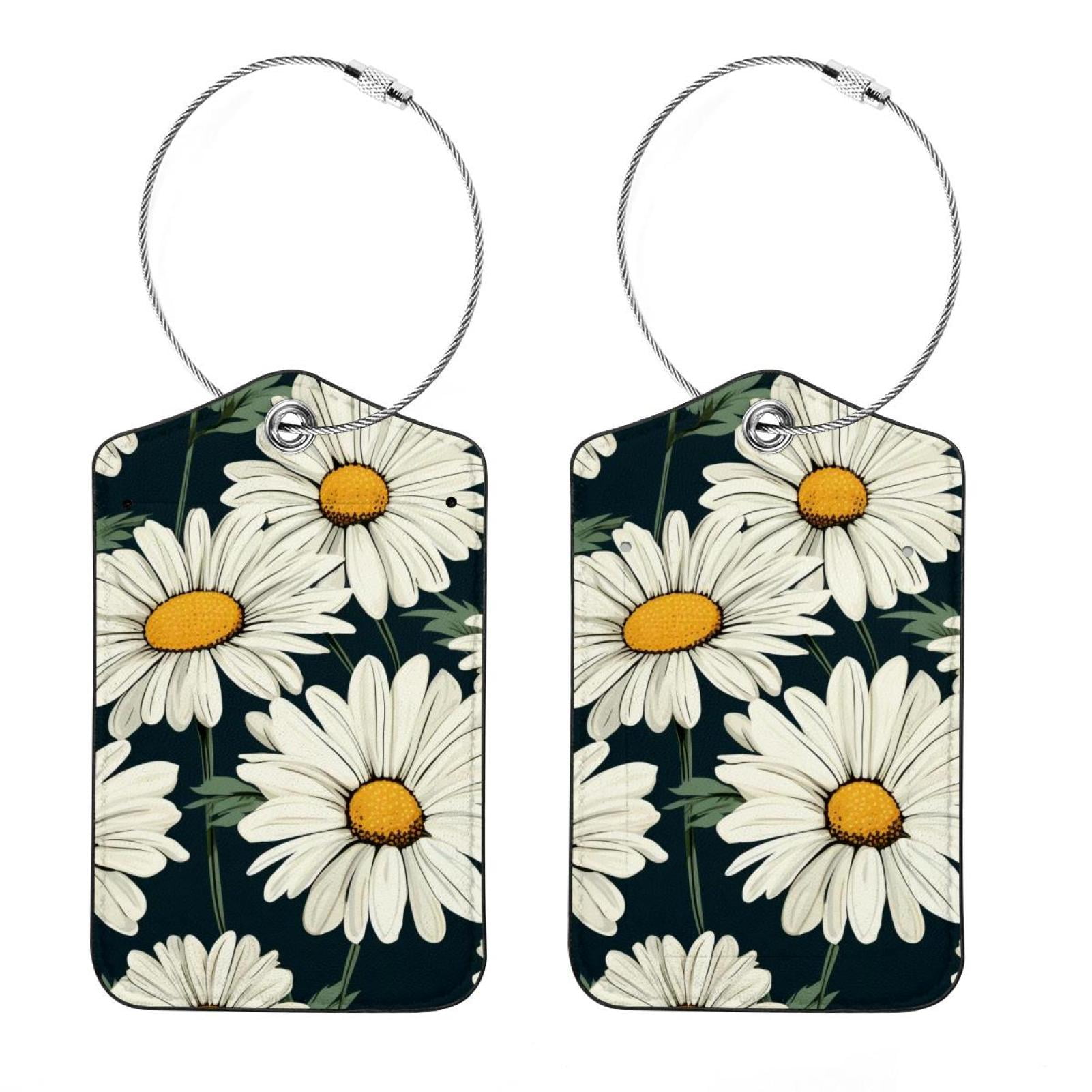 2 Pack of PU Leather Luggage Tags for Suitcase, Daisy Travel Cruise ...