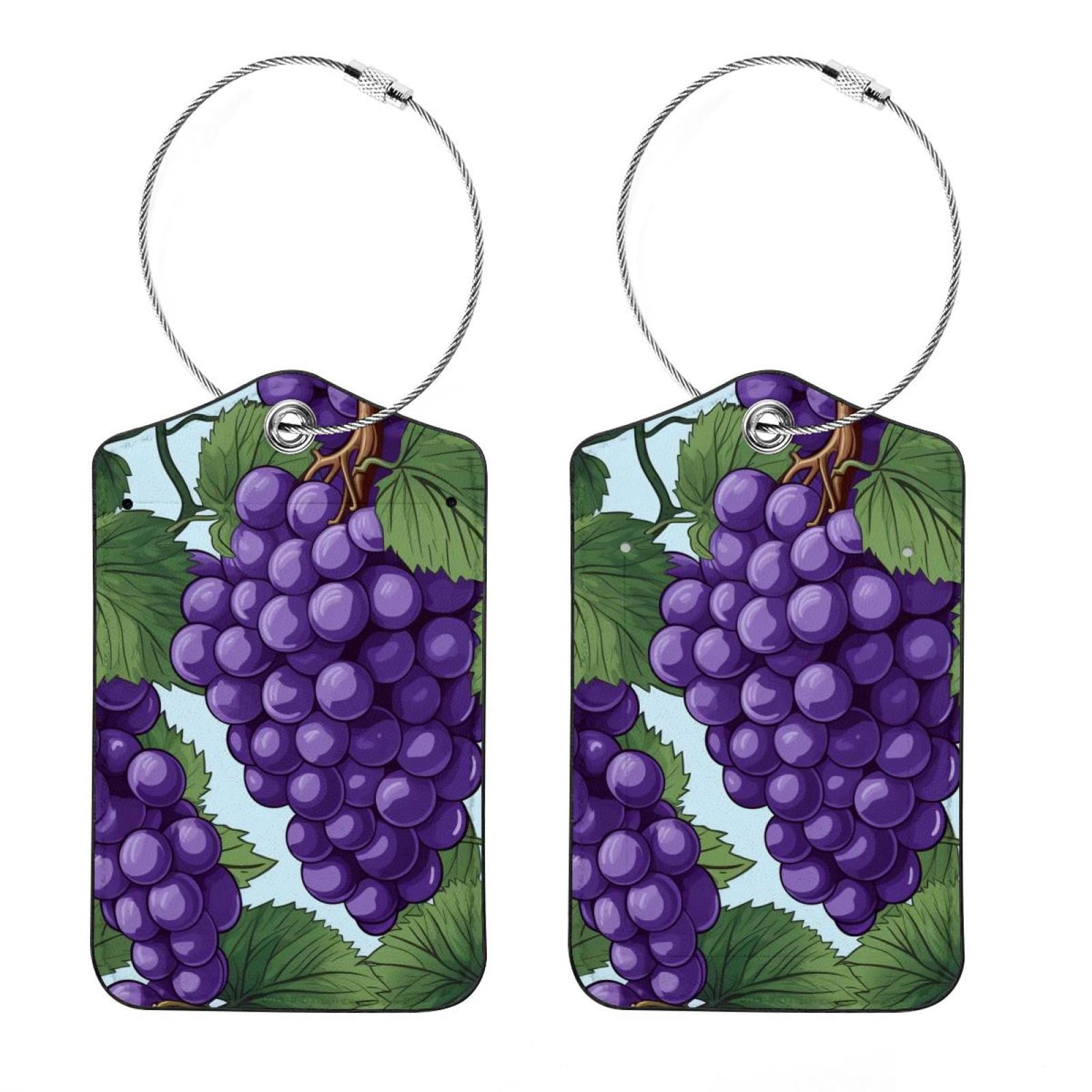 2 Pack of PU Leather Luggage Tags for Suitcase, Grape Travel Cruise ...