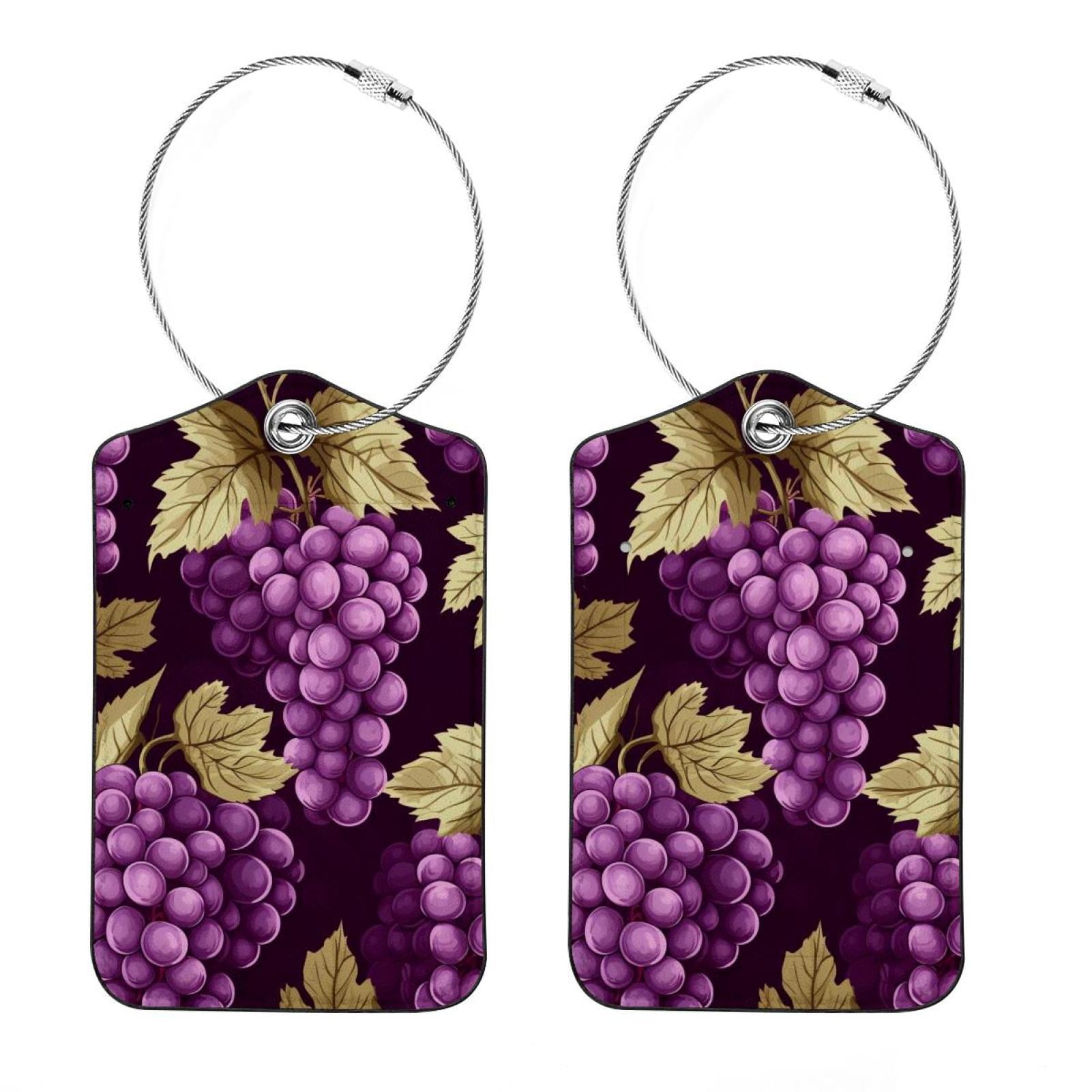 2 Pack of PU Leather Luggage Tags for Suitcase, Grape Travel Cruise ...