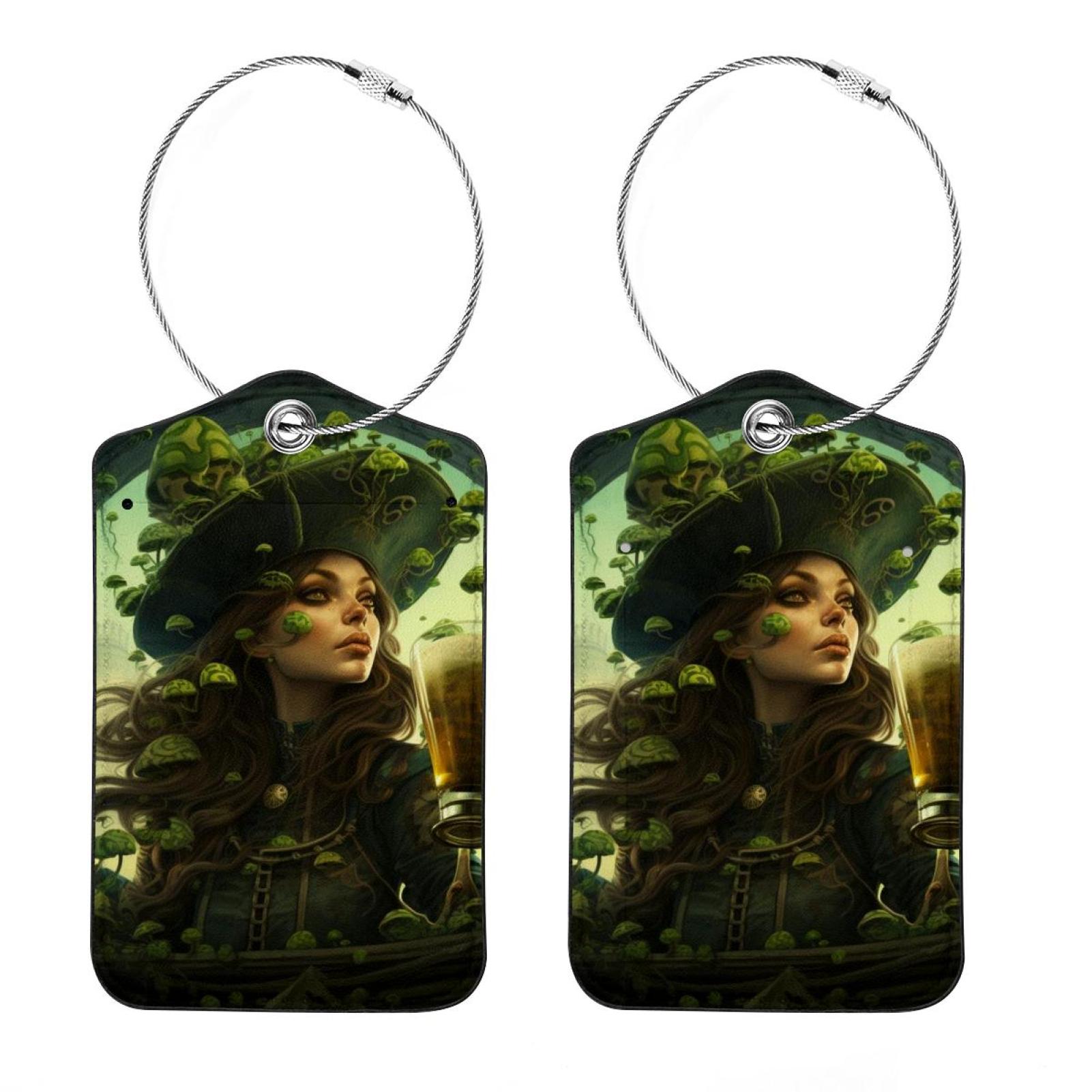 2 Pack of PU Leather Luggage Tags for Suitcase, St. Parikh's Day Travel ...