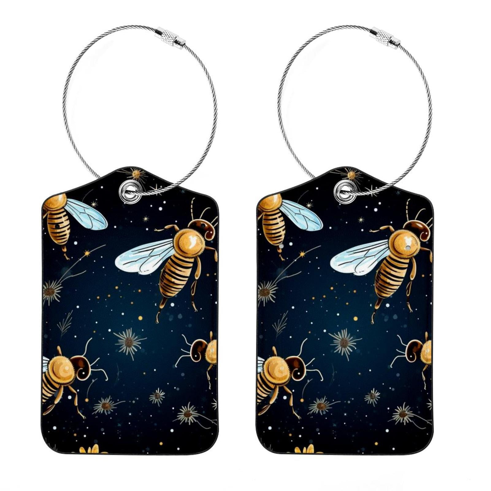 2 Pack of PU Leather Luggage Tags for Suitcase, Starry Bee Travel ...