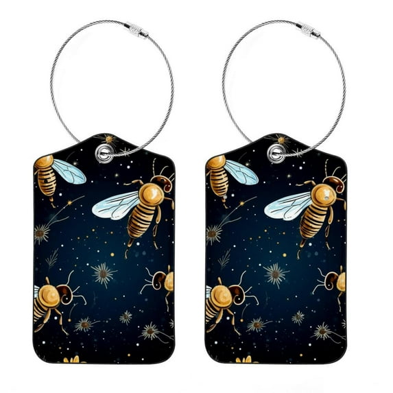 2 Pack of PU Leather Luggage Tags for Suitcase, Starry Bee Travel ...