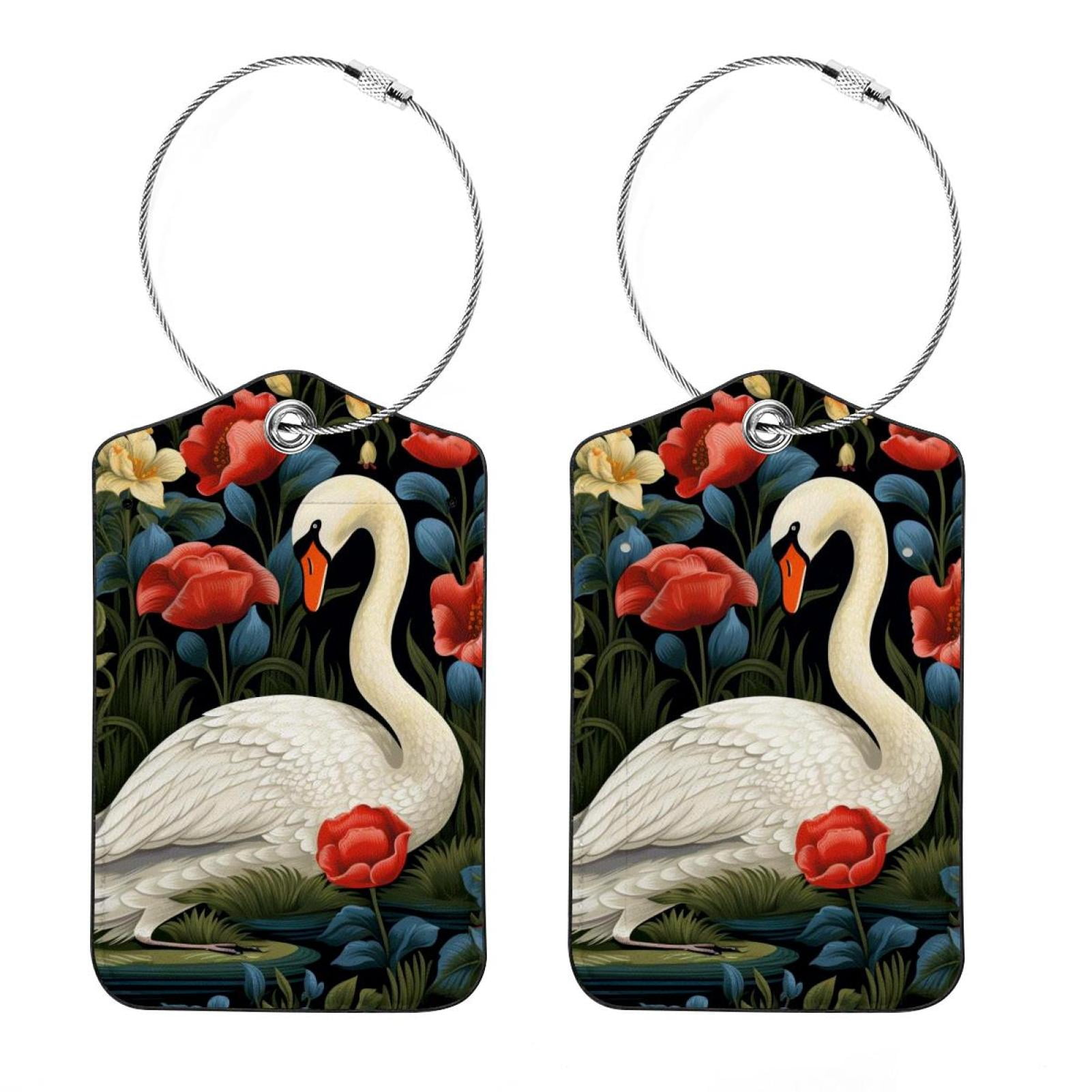 2 Pack of PU Leather Luggage Tags for Suitcase, Swan Travel Cruise ...