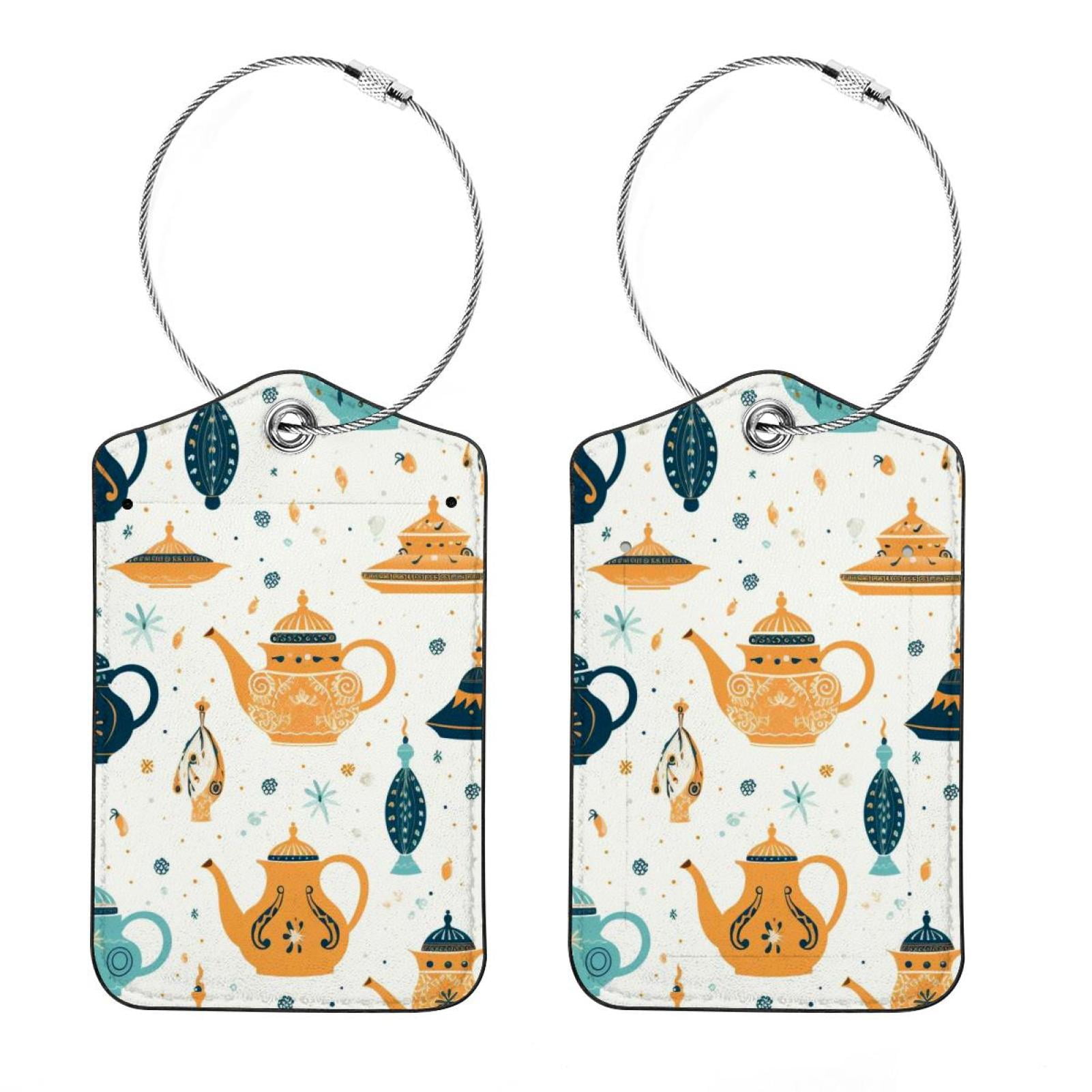 2 Pack PU Leather Luggage Tags for Suitcase with Privacy Flap, Name ID ...