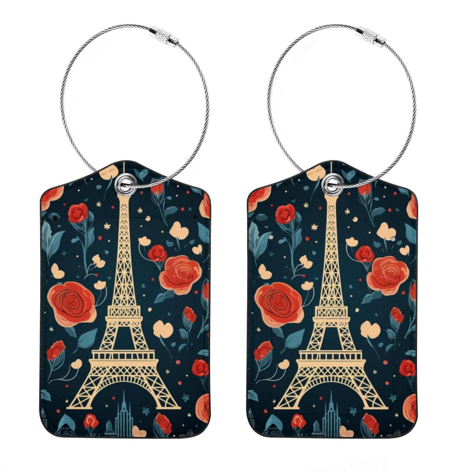 2 Pack PU Leather Luggage Tags for Suitcase with Privacy Flap, Name ID ...