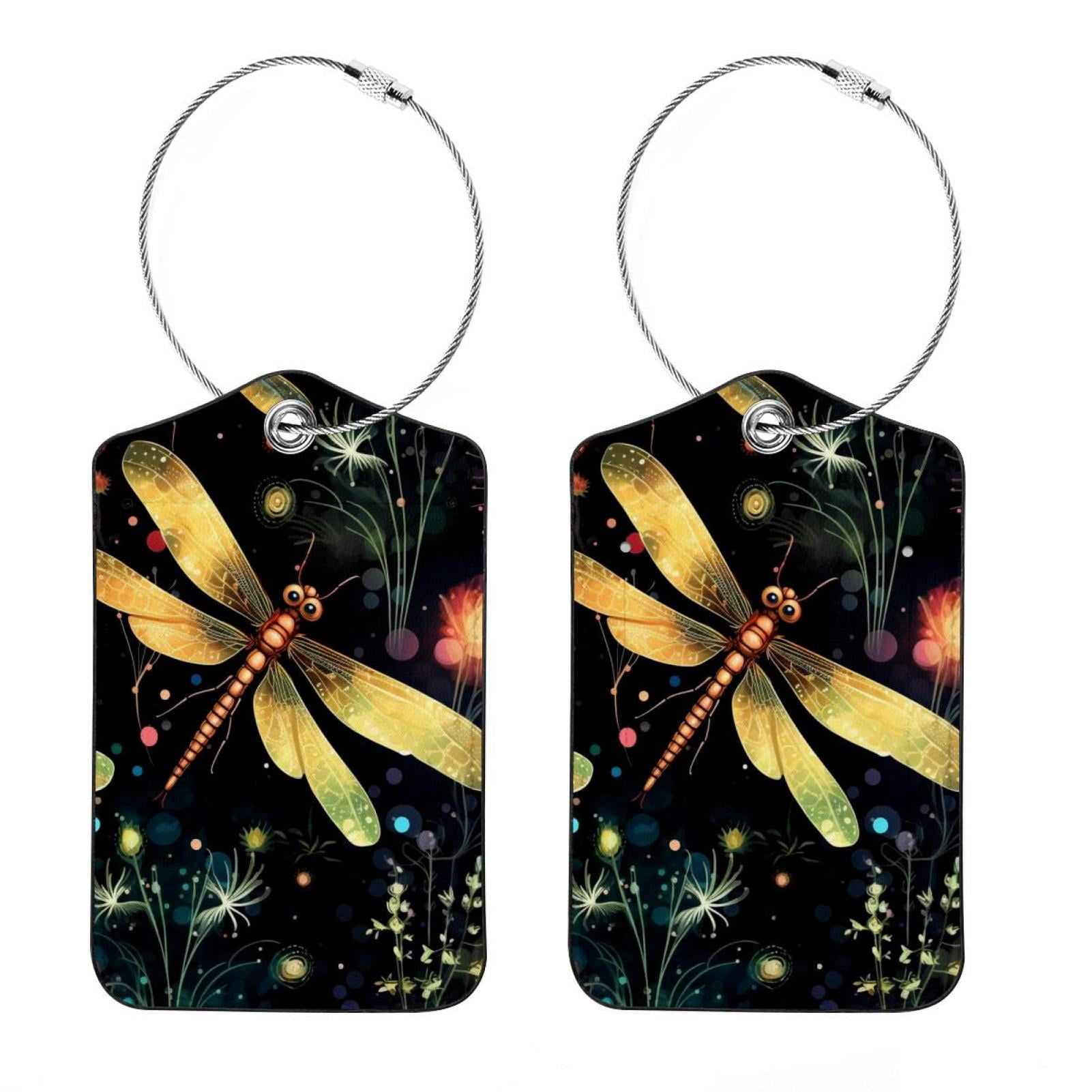 2 Pack PU Leather Luggage Tags for Suitcase with Privacy Flap, Name ID ...