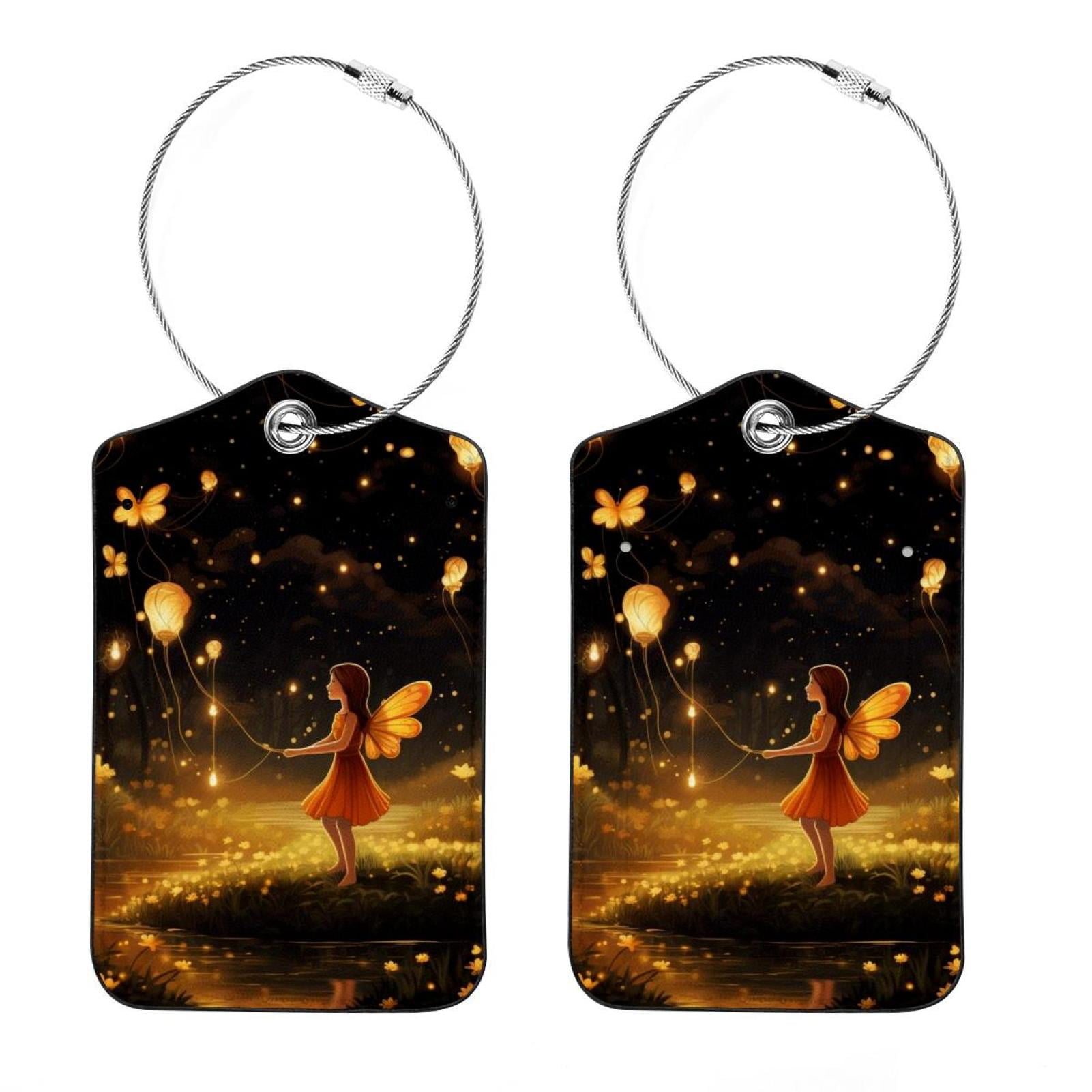 2 Pack PU Leather Luggage Tags for Suitcase with Privacy Flap, Name ID ...