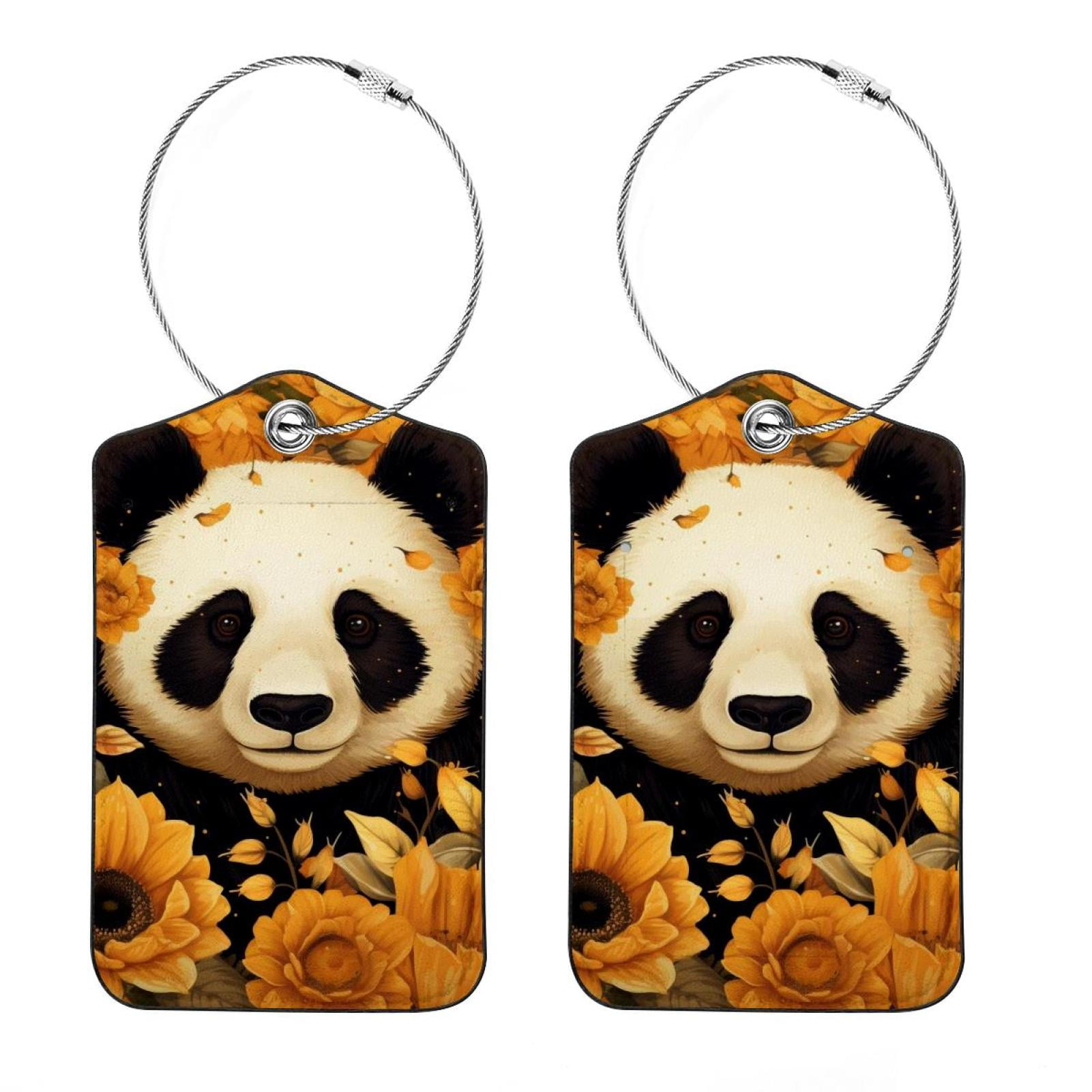 2 Pack PU Leather Luggage Tags for Suitcase with Privacy Flap, Name ID Label and Metal Loop for ...