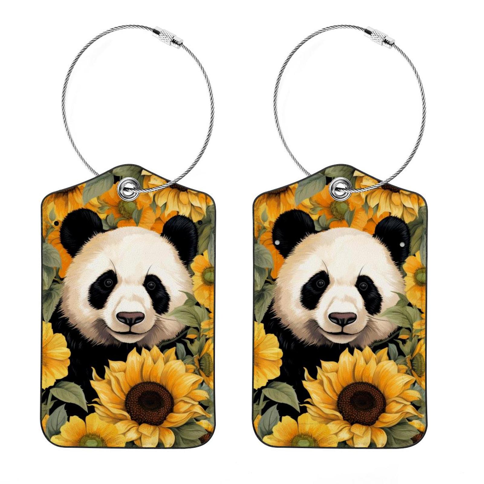 2 Pack PU Leather Luggage Tags for Suitcase with Privacy Flap, Name ID ...