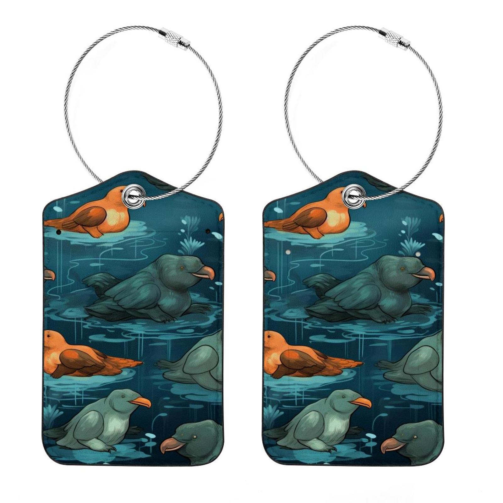 2 Pack PU Leather Luggage Tags for Suitcase with Privacy Flap, Name ID ...