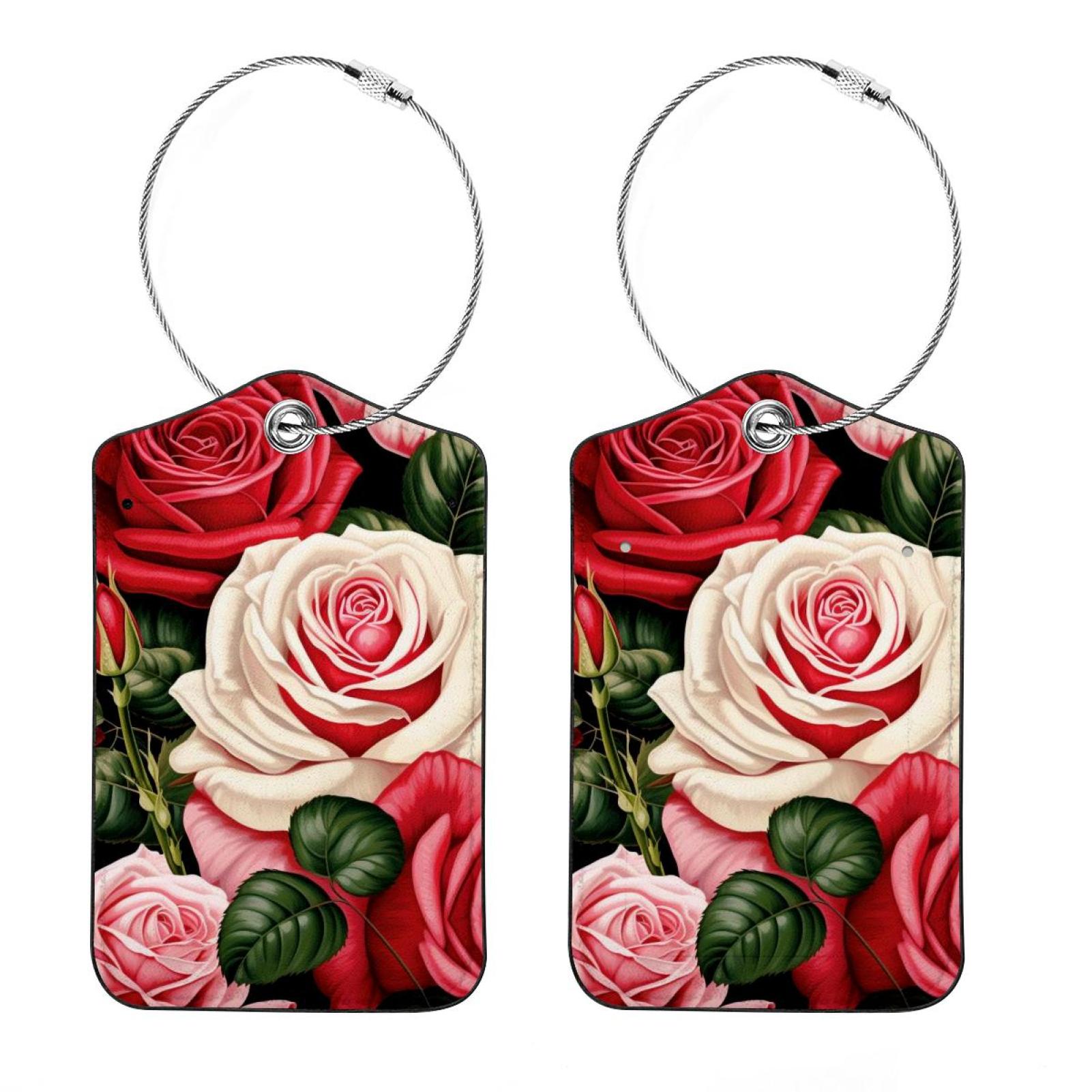 2 Pack PU Leather Luggage Tags for Suitcase with Privacy Flap, Name ID ...
